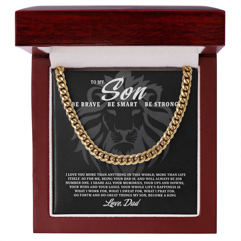 To My Son Be Brave Be Smart Be Strong, Cuban Link Chain - Stainless ...