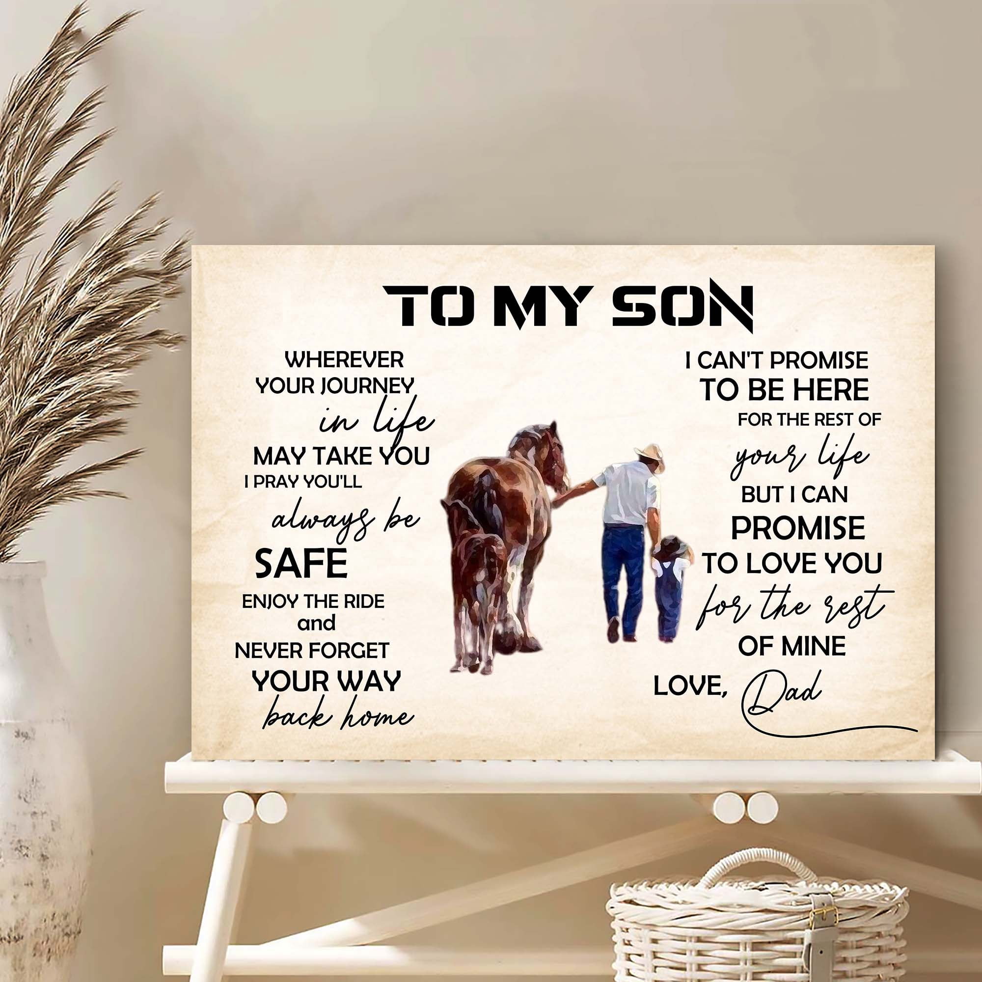 To My Son Canvas Wall Art – Father to Son Inspirational Quote with ...