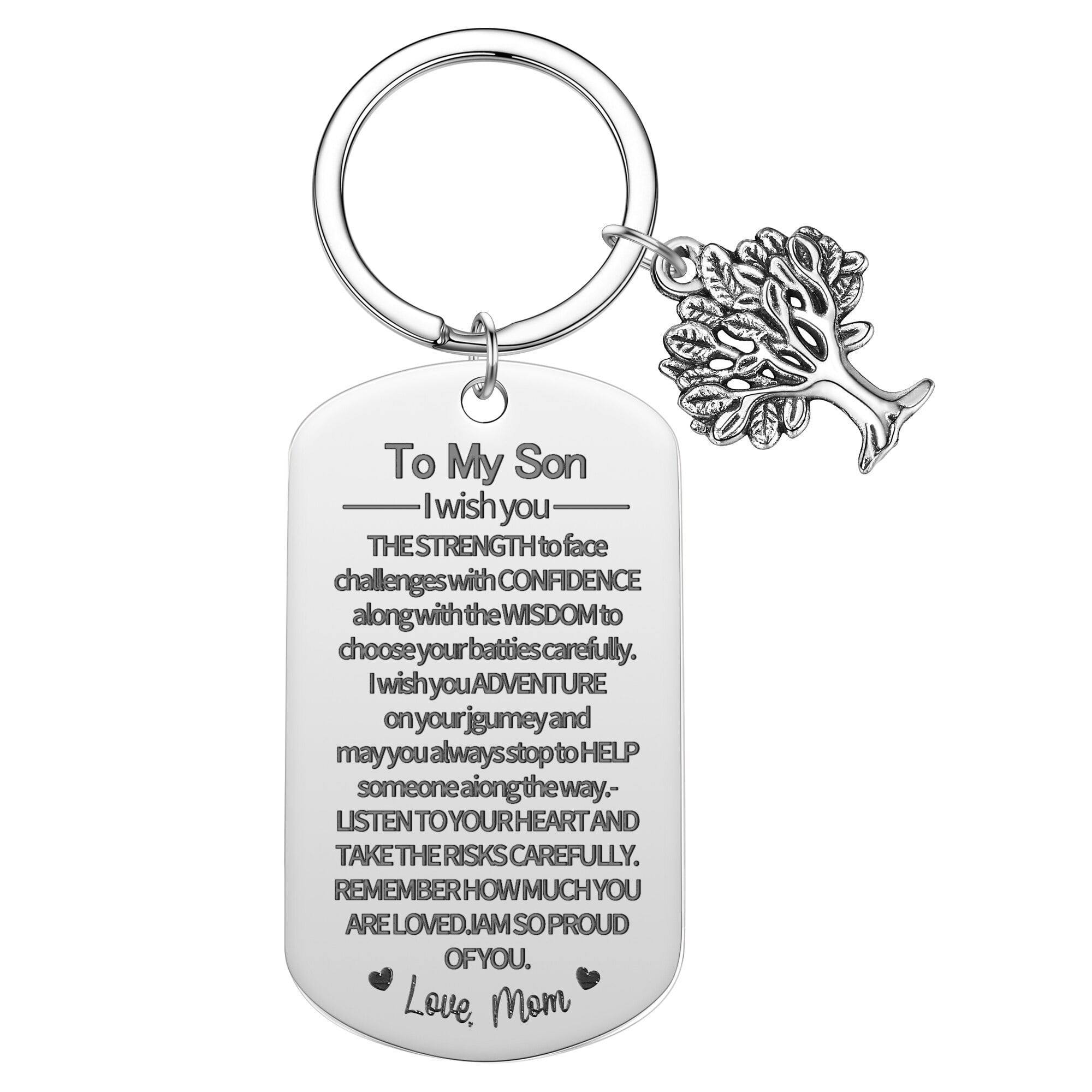 To My Son Keychain From Mom Father Inspirational Letters Key Chain ...