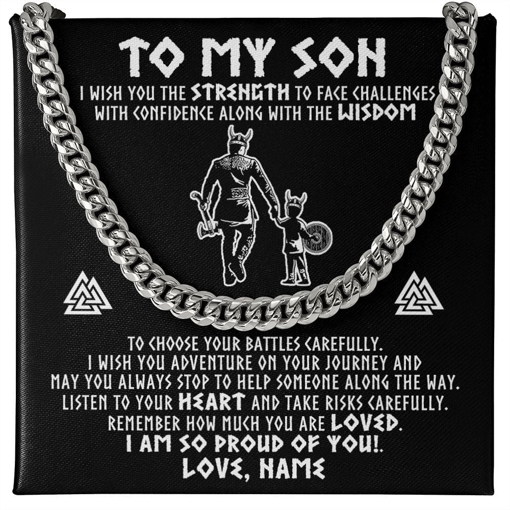 To My Son Viking Necklace So Proud Of You, Gold Cuban Link Necklace ...