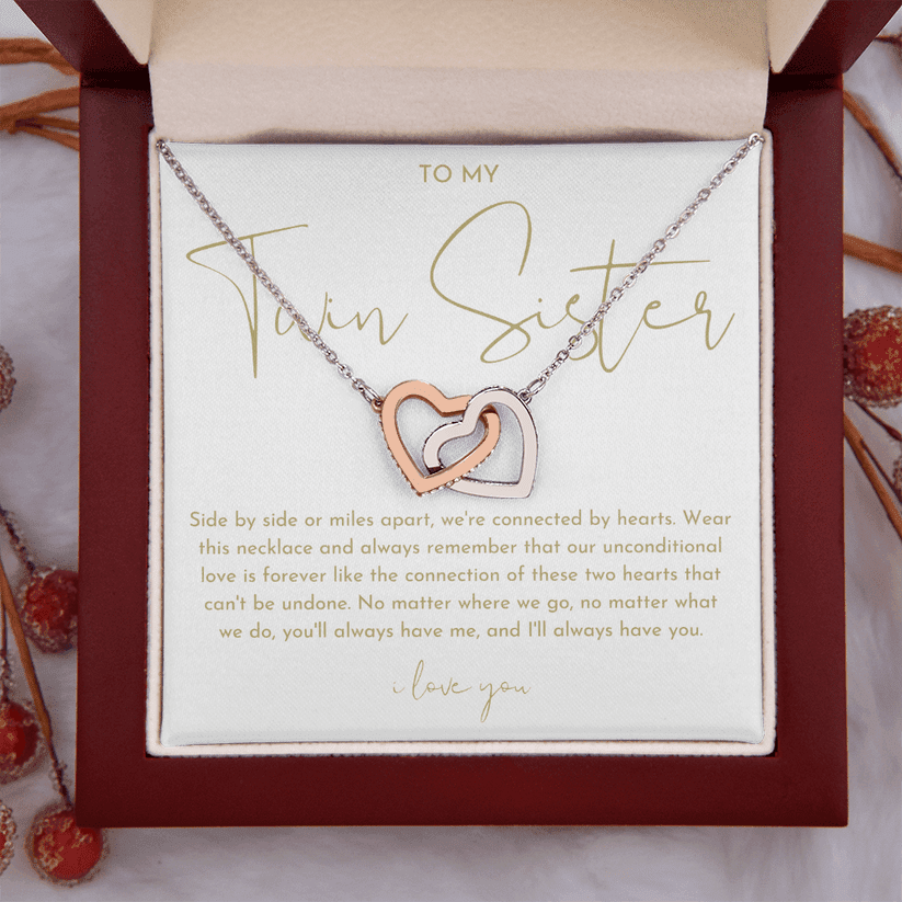 To My Twin Sister (Side By Side) Interlocking Hearts Neckalce Luxury ...