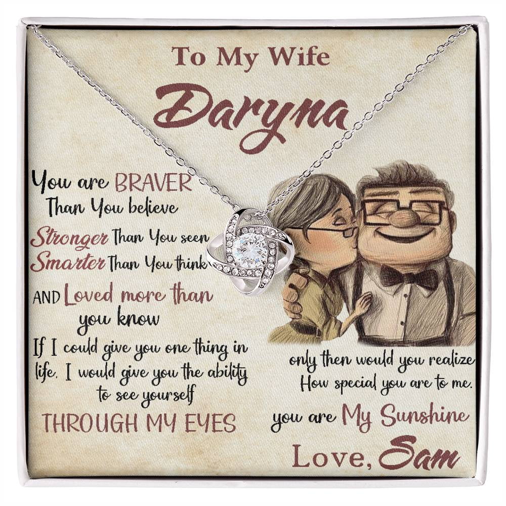 To My Wife Daryna - Sam - Love Knot Necklace - 14K White Gold / 18K ...