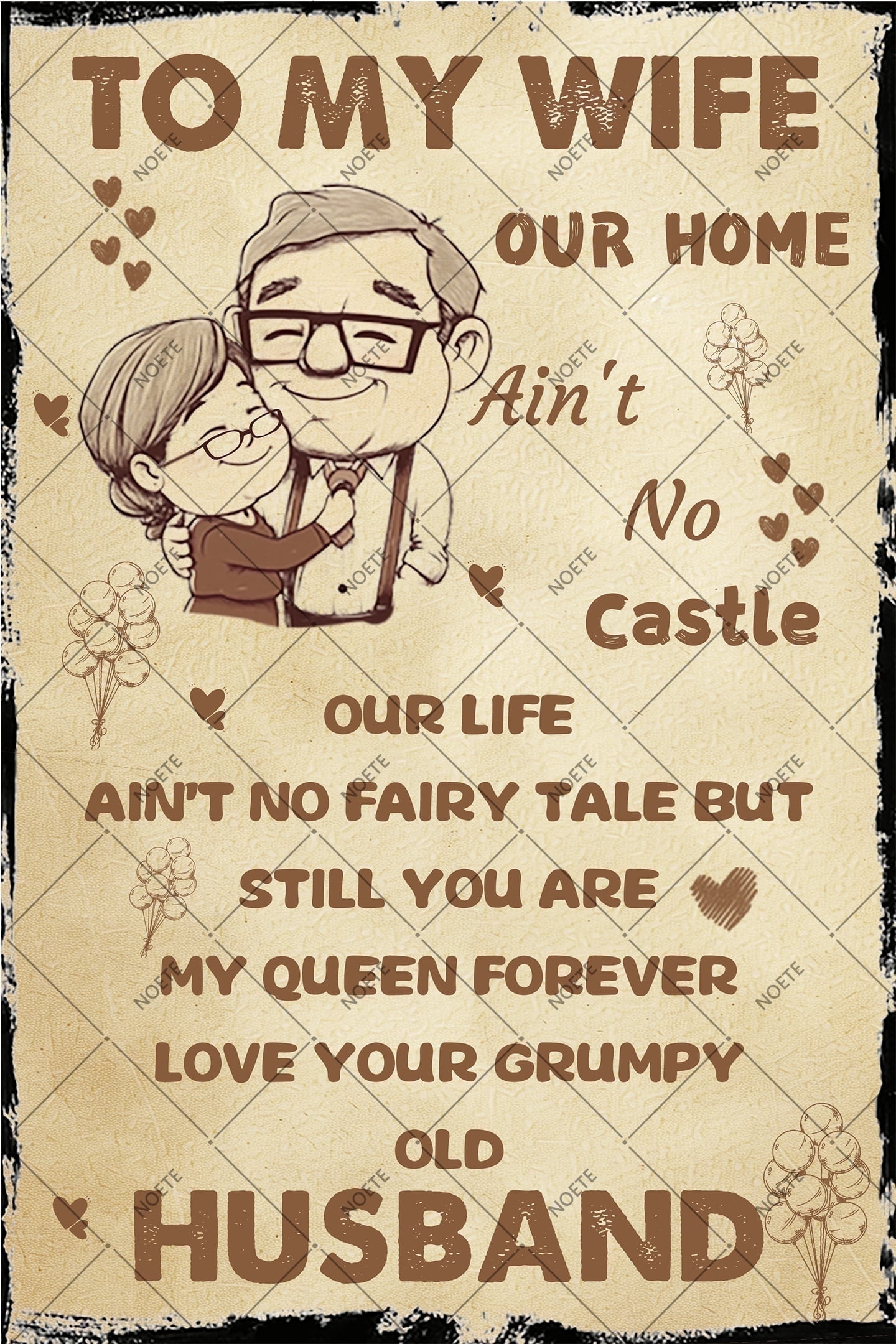 To My Wife Decor Romantic Couple Wall Metal Tin Sign Heartfelt Gift for ...