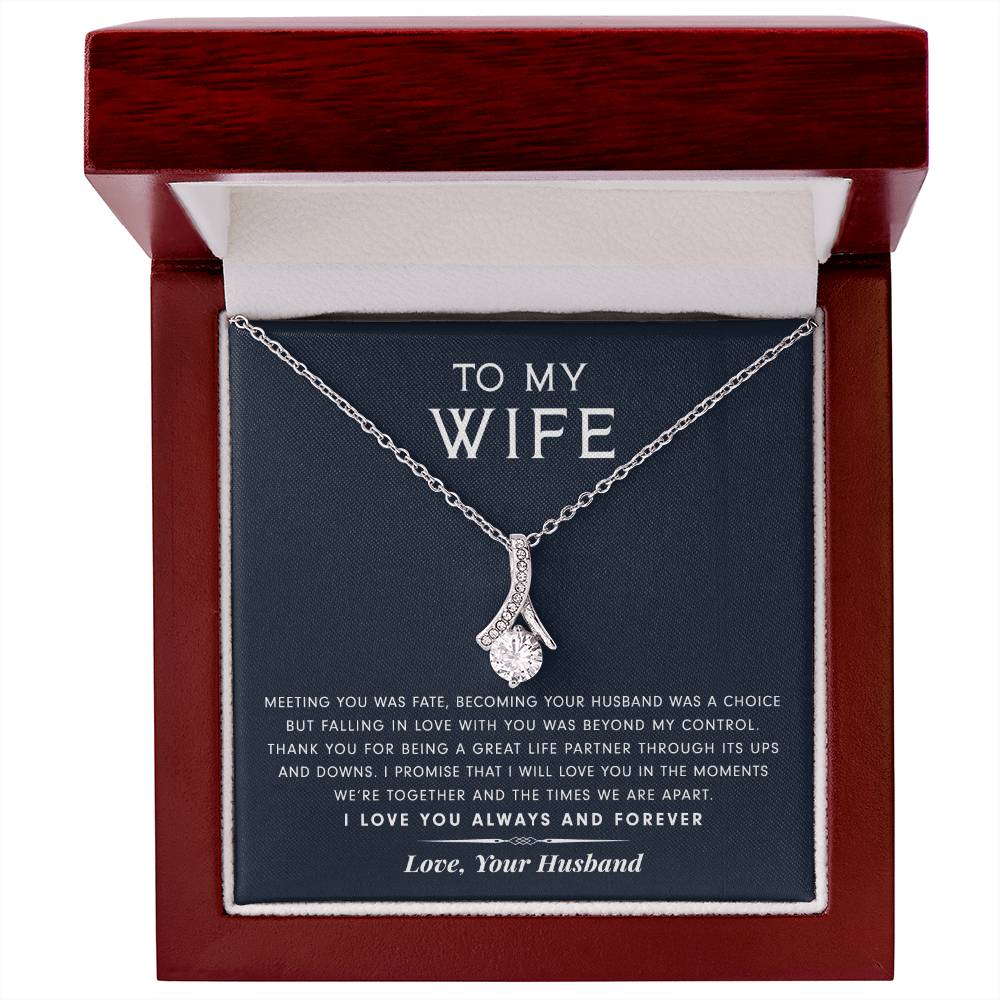 To My Wife - Great Life Partner, Alluring Beauty Necklace, 14k White ...