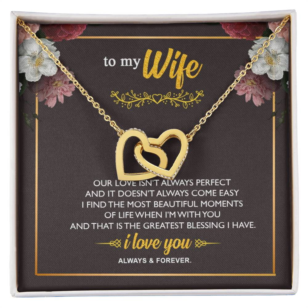 To My Wife - Interlocking Hearts, Interlocking Hearts Necklace, 14K ...
