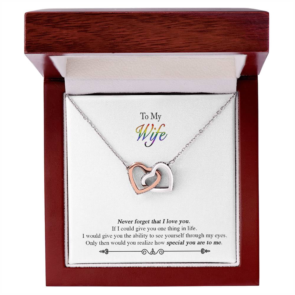 To My Wife - Never Forget I Love You, Interlocking Hearts Necklace, 14K ...