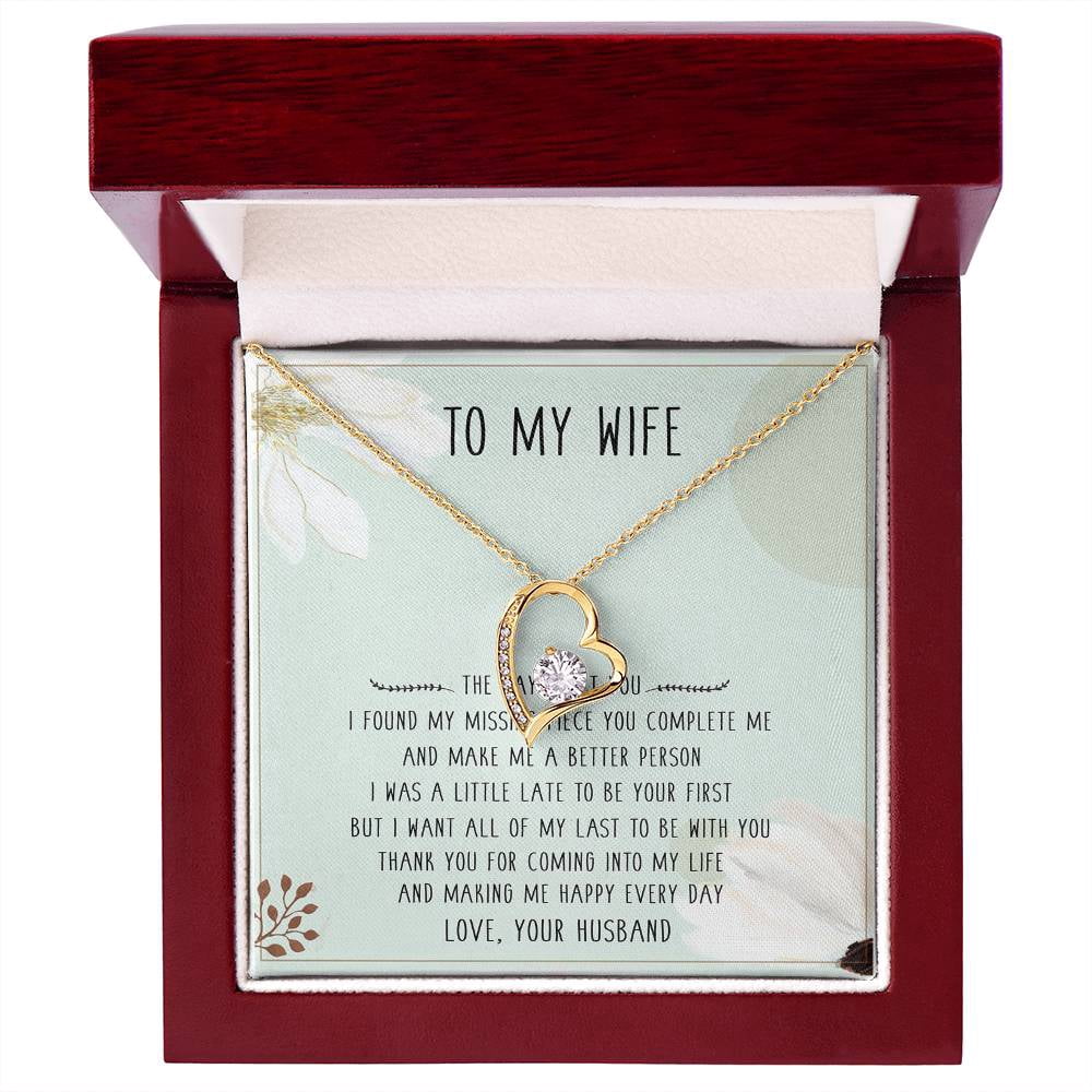 To My Wife You're My Missing Piece Forever Heart Necklace Message Card ...
