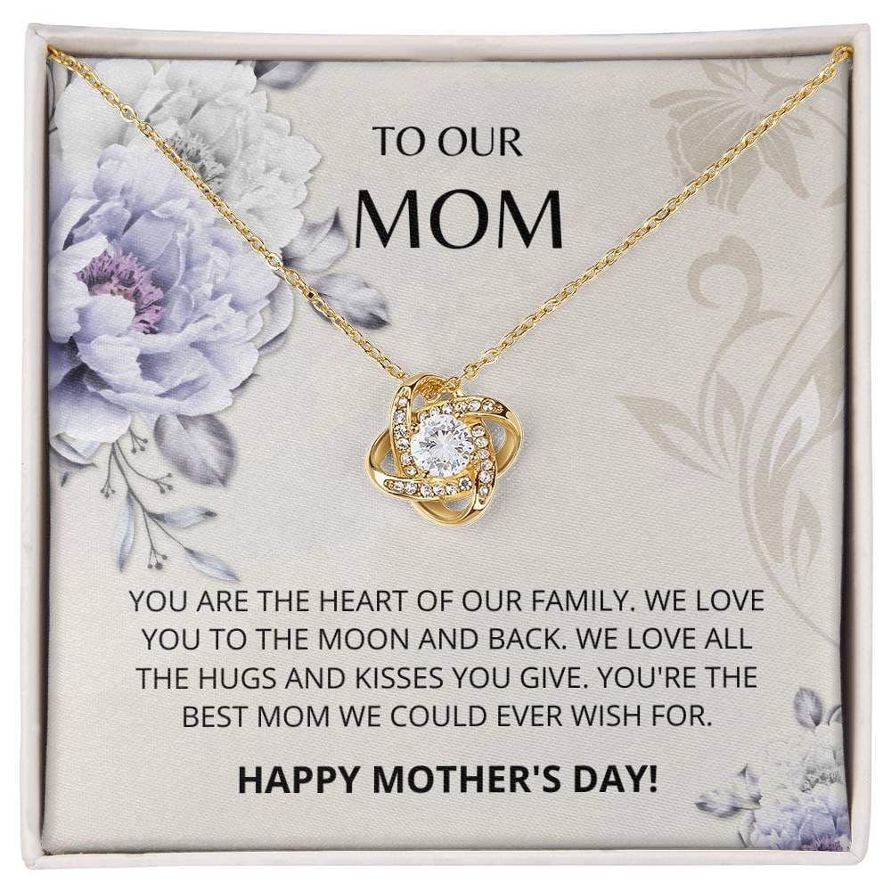 To Our Mom, Moon And Back Message Card and Box, White Love Knot ...