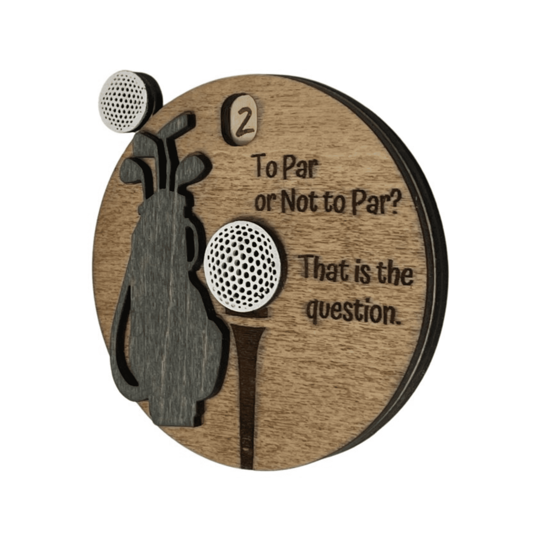 To Par or Not to Par Golf Stroke Counter, Wooden Round Disc with Golf ...