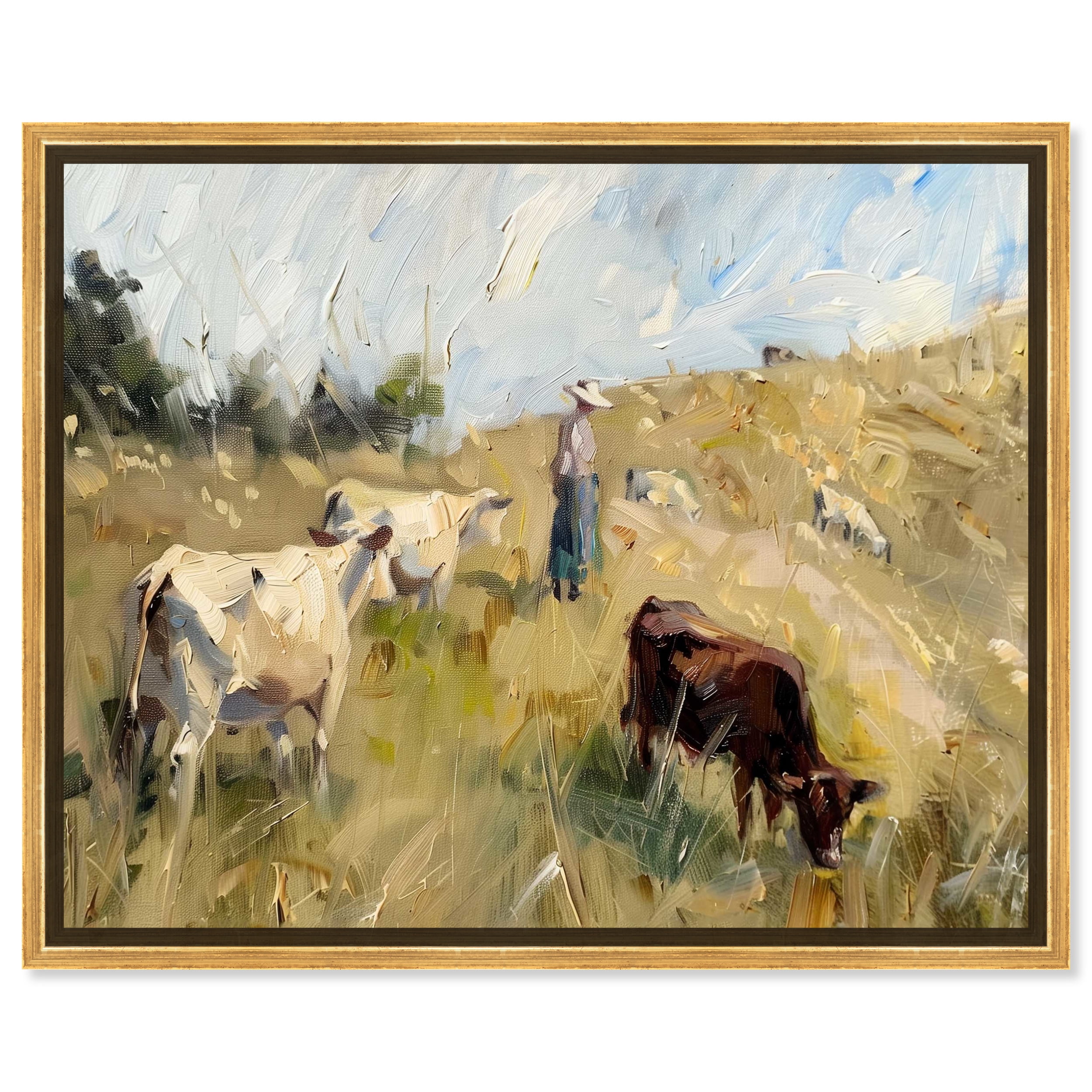 To Pasture Rustic Chic Farmhouse Canvas Wall Art by Art Remedy, Gold ...