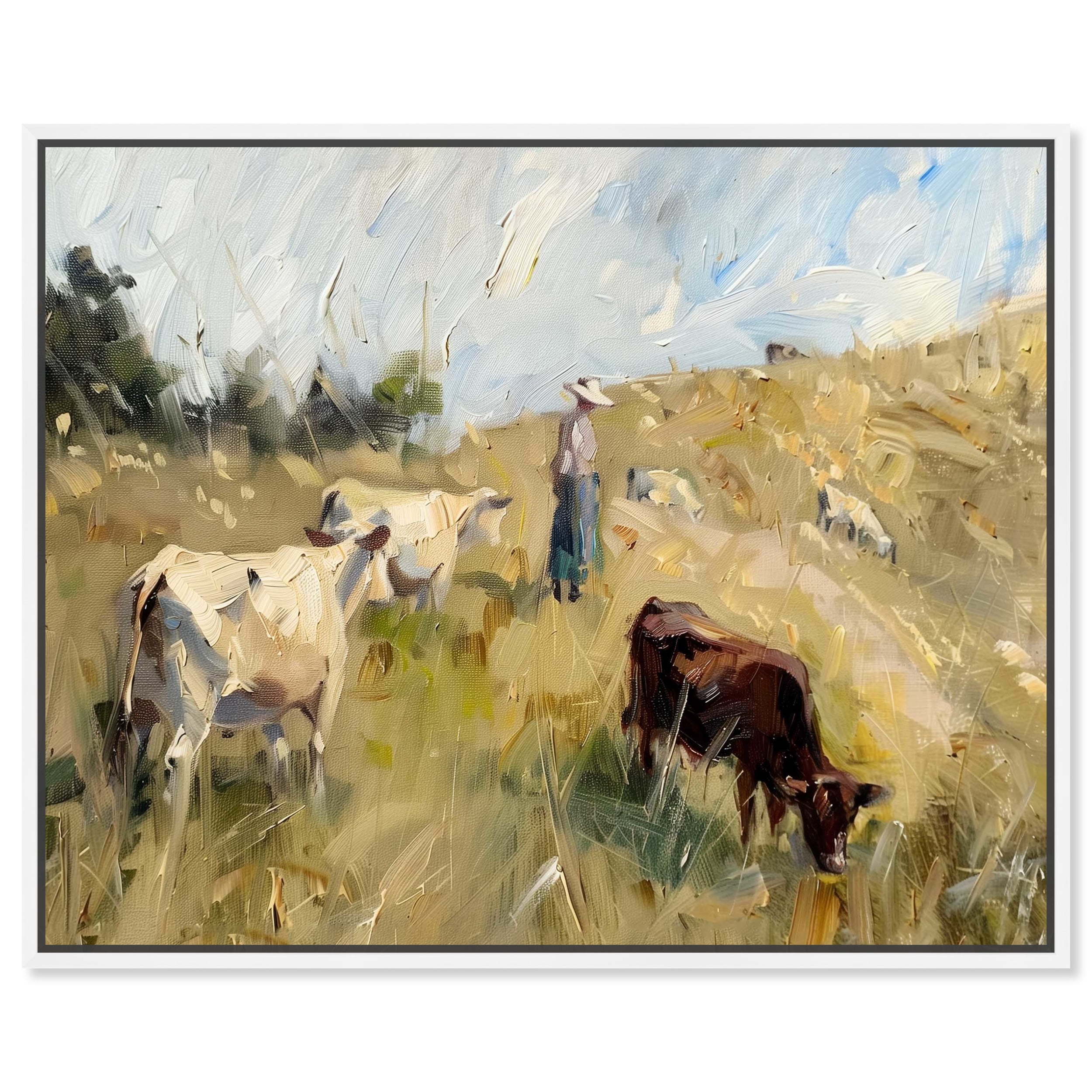 To Pasture Rustic Chic Farmhouse Canvas Wall Art by Art Remedy, White ...