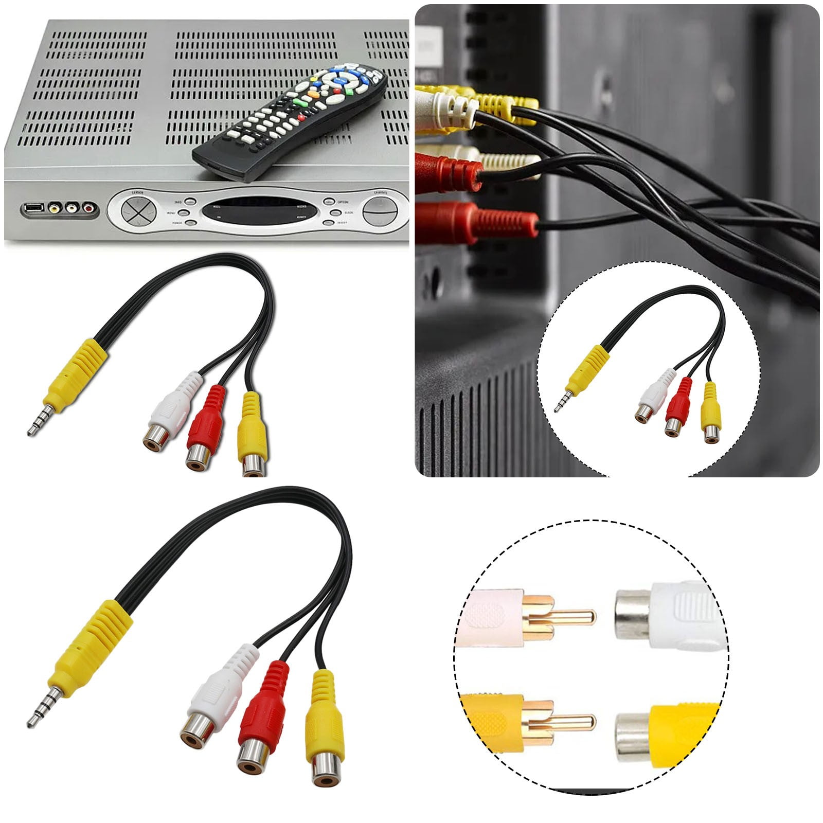 To Red White Yellow Video One Minute Three AV Conversion 3.5mm Female ...