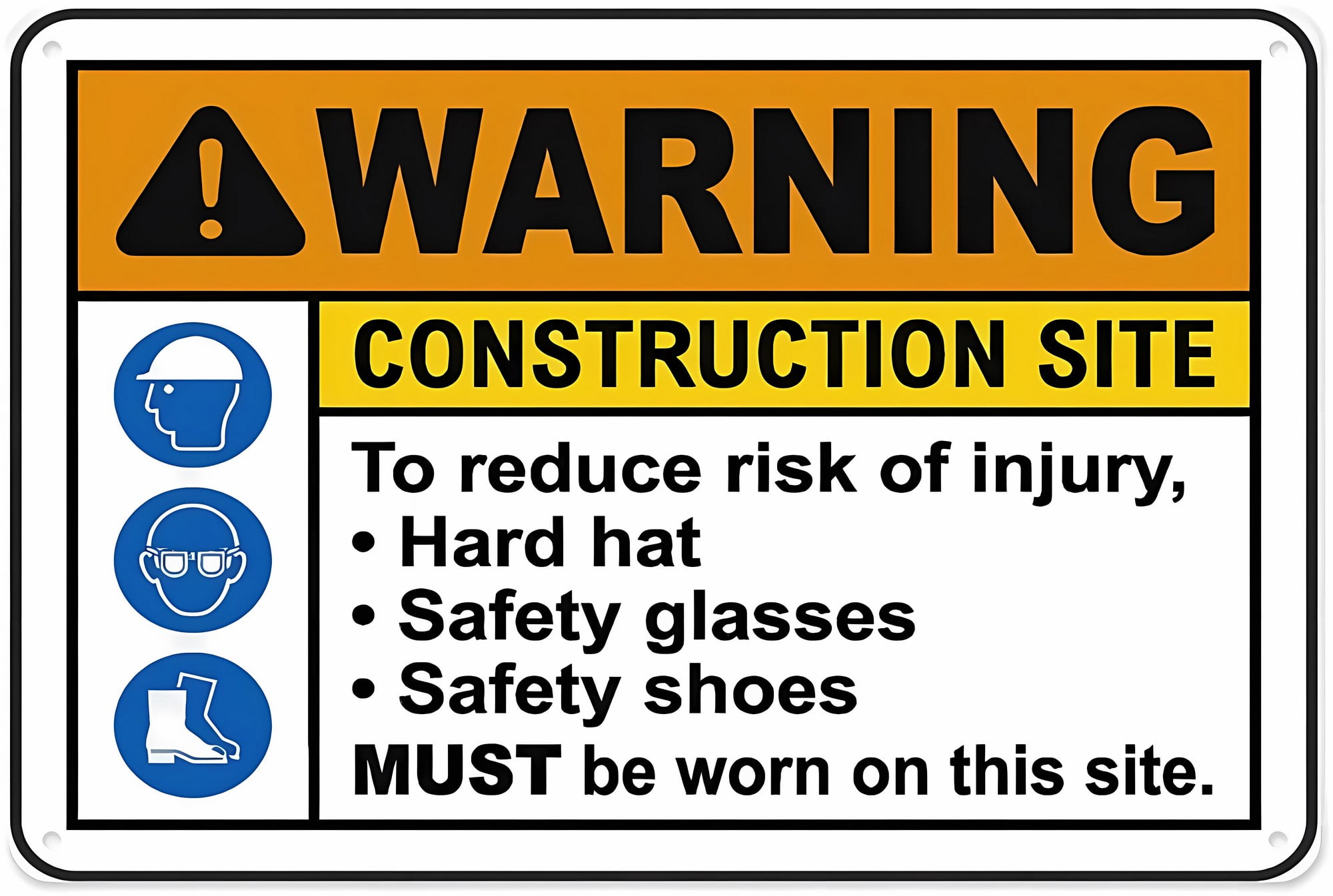 To Reduce Risk Of Injury Ppe Sign - 12×8 Inches, Aluminum Tin Warning ...