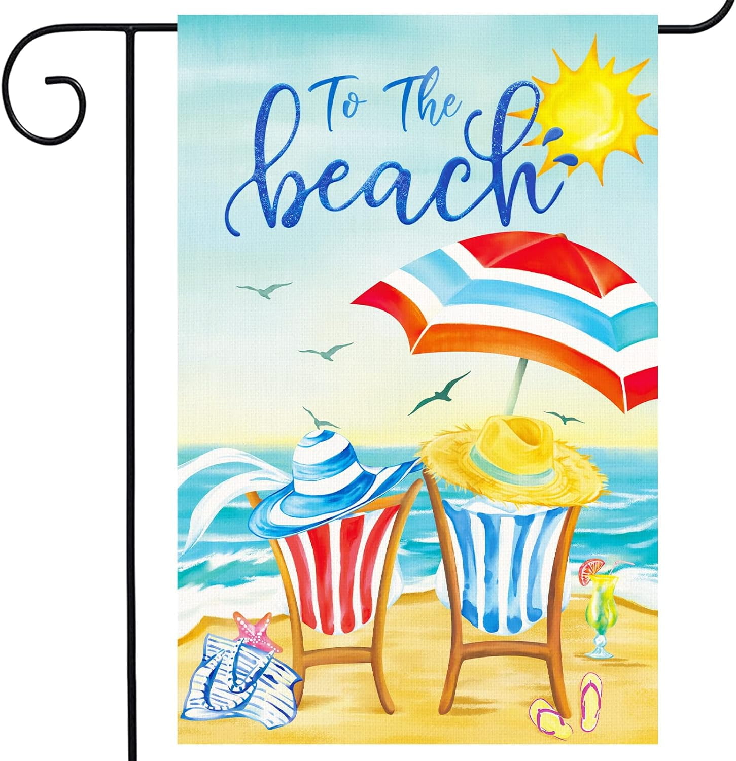 To The Beach Summer Garden Flag 12x18 Inch Double Sided Vertical Burlap ...