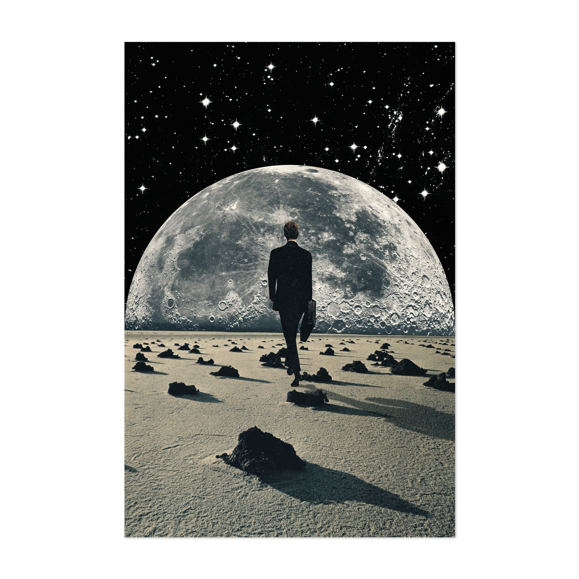 To The Moon - California Collage Surrealism Space Moon Modern Art ...