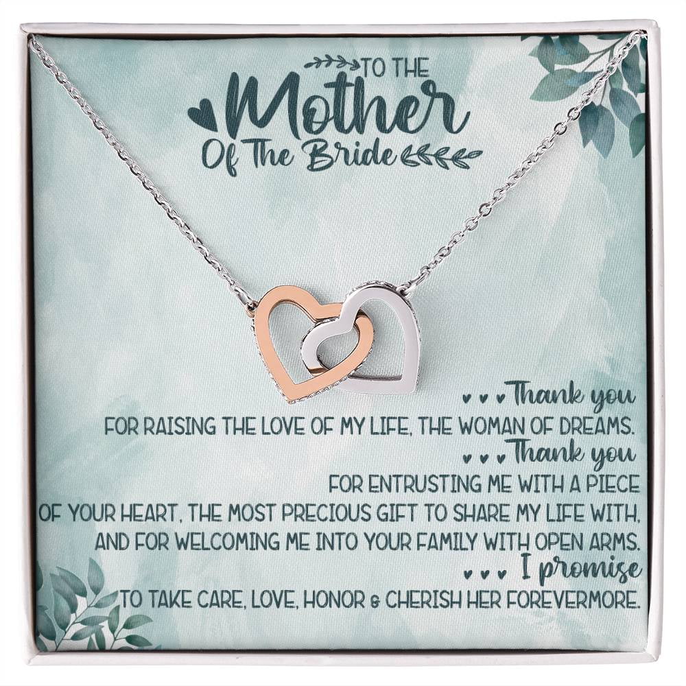 To The Mother Of The Bride Message Card, Interlocking Hearts Necklace ...
