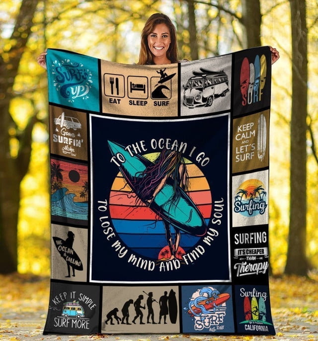 To The Ocean I Go Surfing Summer Surfer Fleece Blanket - Walmart.com