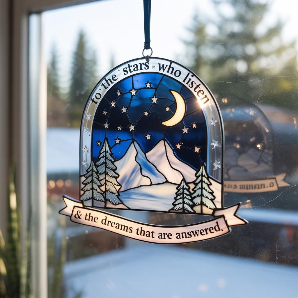 To The Stars Who Listen Suncatcher, ACOTAR Rhysand Quote Stained Glass ...