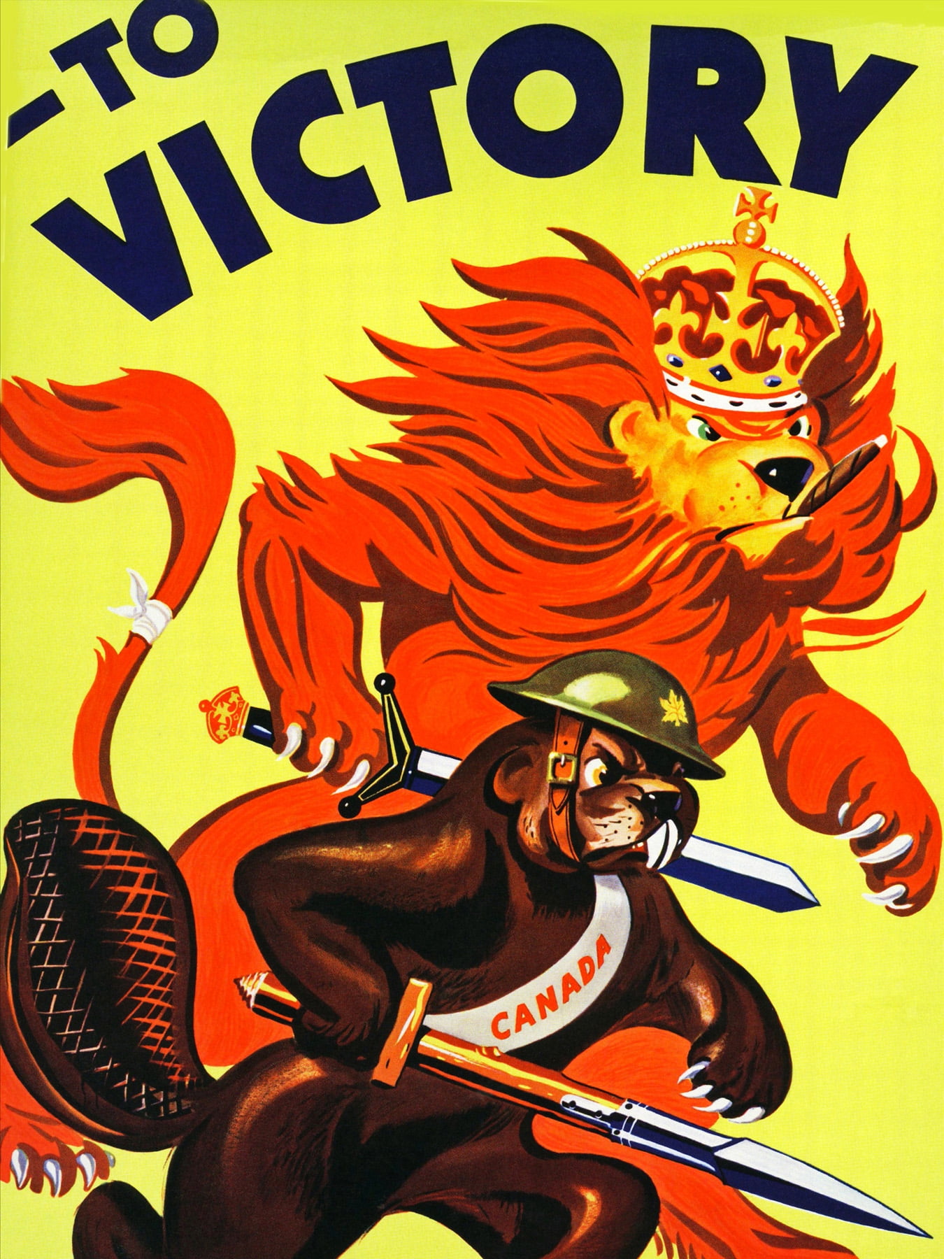 To Victory WWII Canadian Beaver British Lion Cigar Sword Vintage War ...