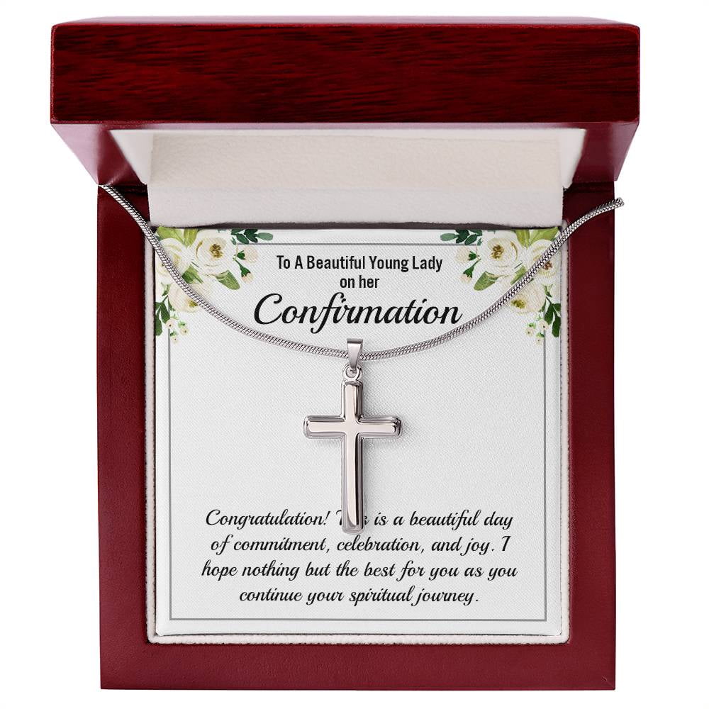 To a beautiful young lady onher confirmation congratulation - Artisan Cross Necklace - Gift Box ...