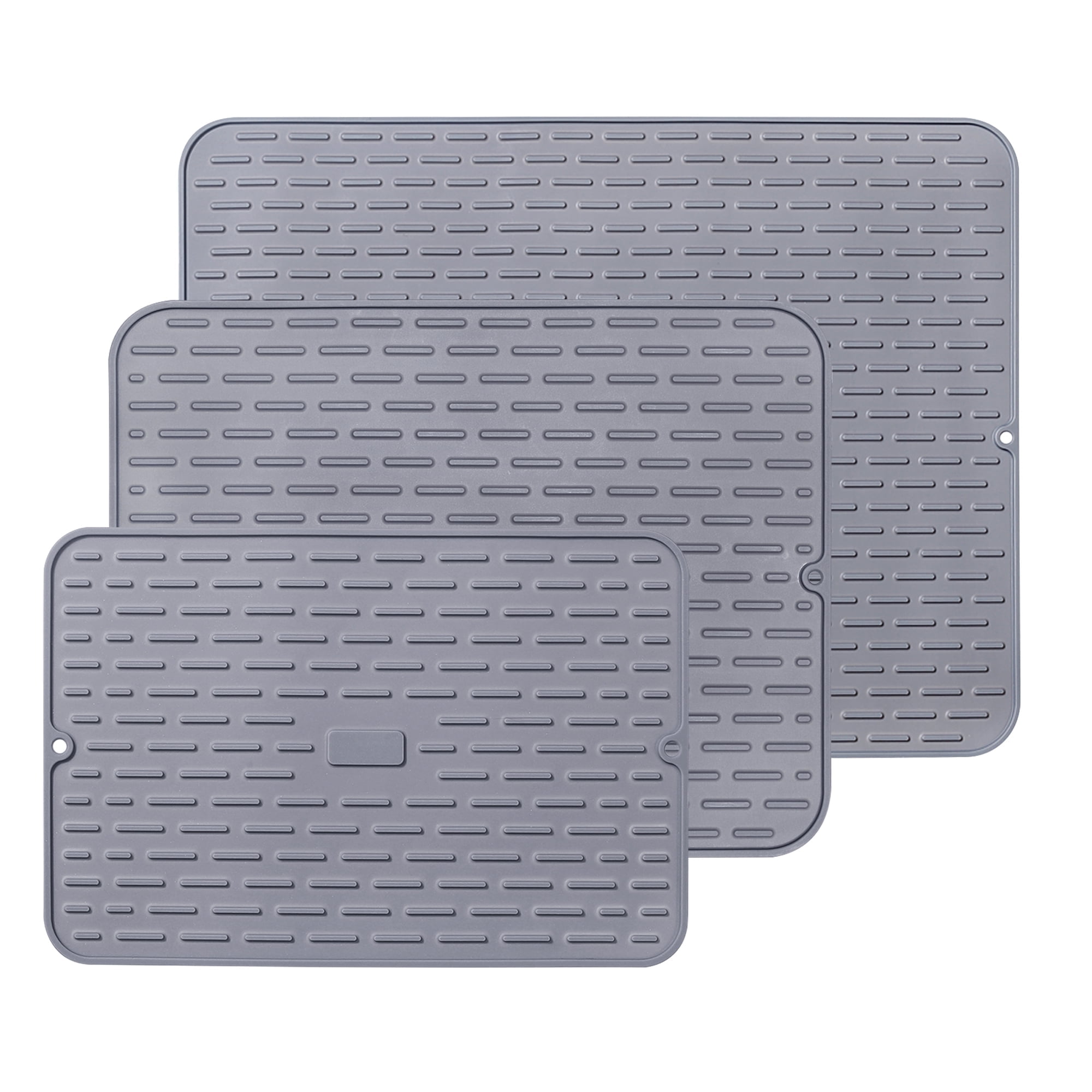 To encounter Set of 3 Silicone Dish Drying Mat - 15" x 10"/17" x 13"/20 ...