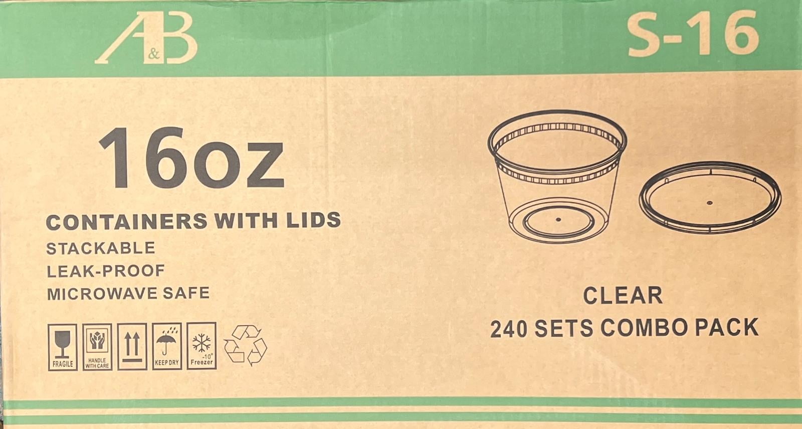 To go Container 16oz 240 sets combo pack Clear and Microwavable ...