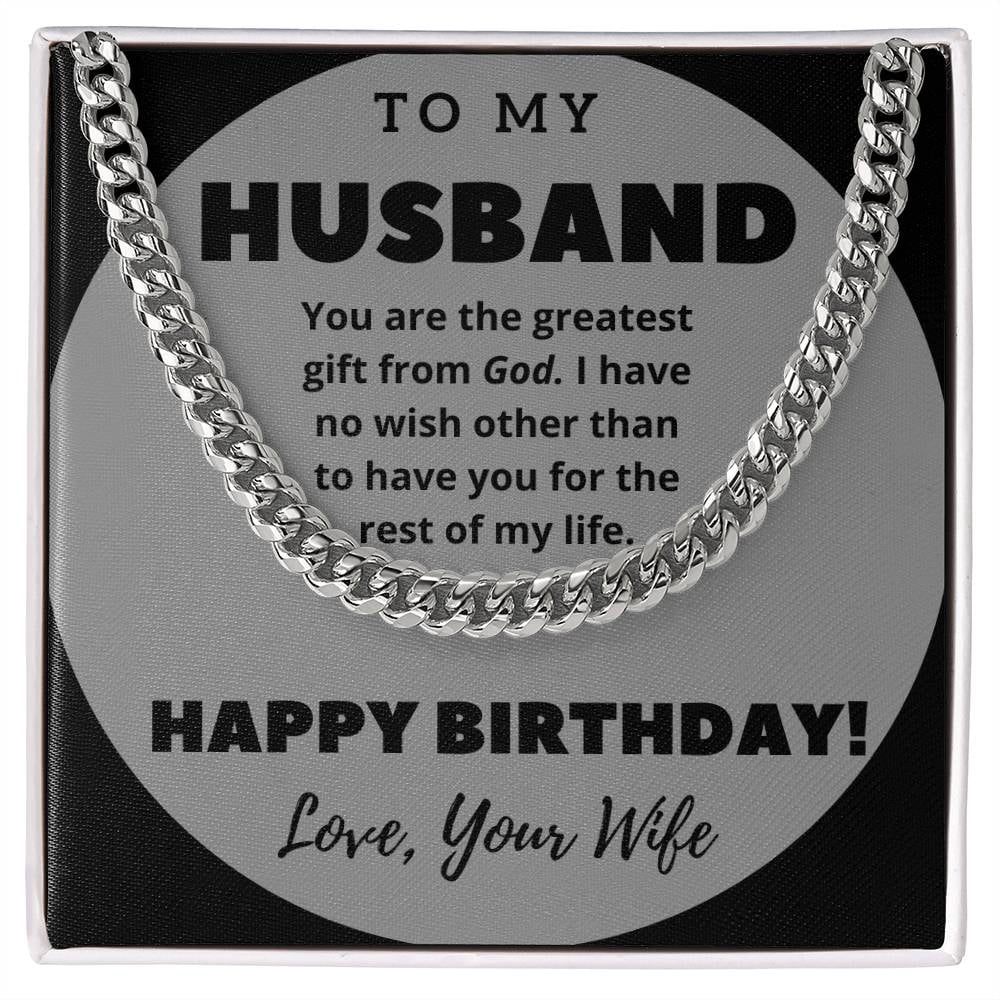 To my husband happy birthday, Cuban Link Chain, Stainless Steel or ...