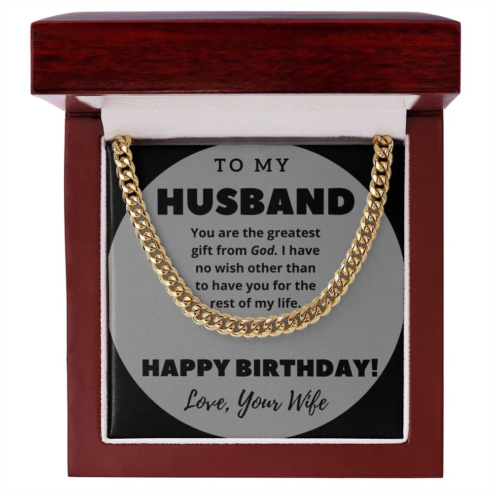To my husband happy birthday, Cuban Link Chain, Stainless Steel or ...