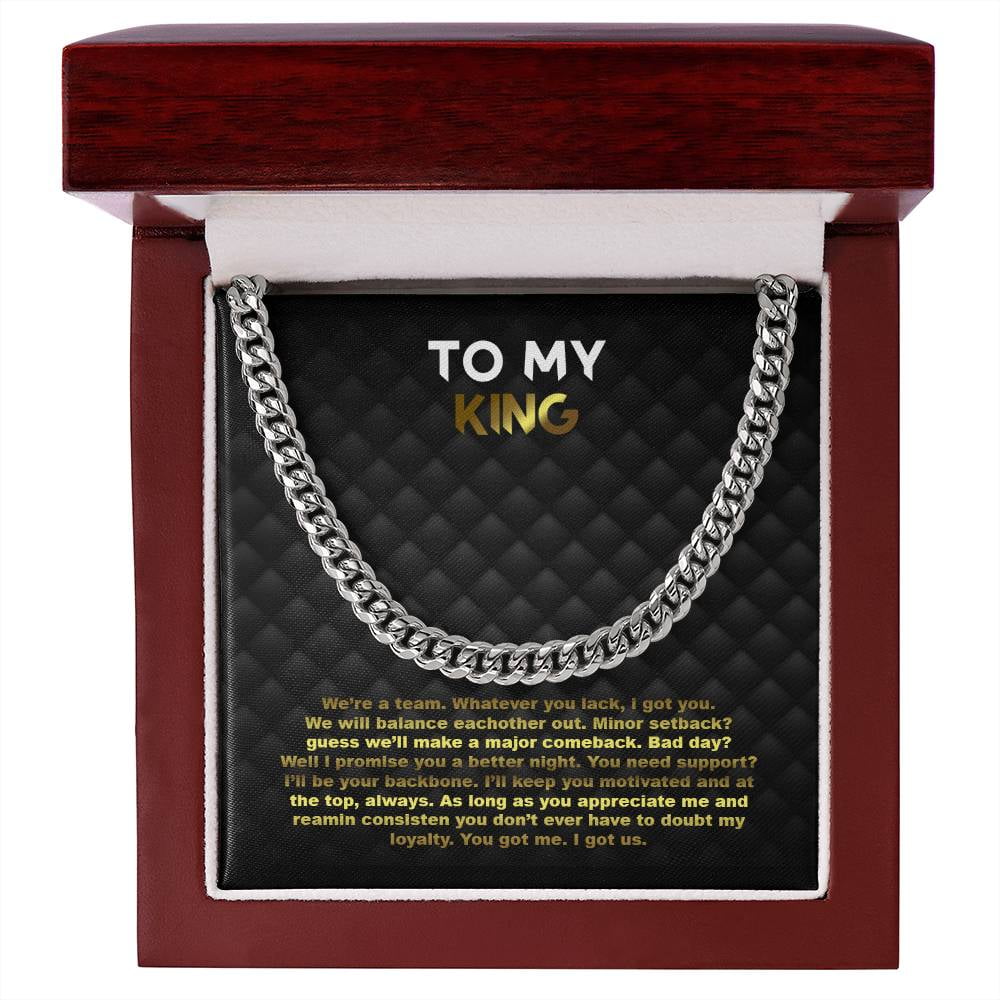 To my king, Cuban Link Chain, Stainless Steel or Yellow Gold, Message ...