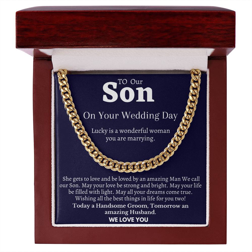 To our son on your wedding day, Cuban Link Chain, Stainless Steel or ...