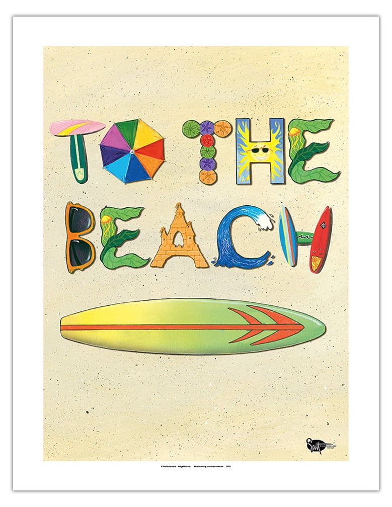 To the Beach - Beach Sand Surfboard Art - From an Original Color ...