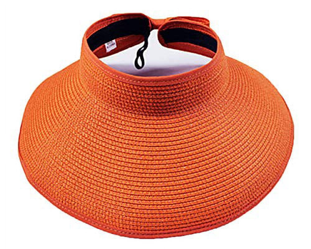 ToBe-U Women’s Summer Foldable Straw Sun Visor w/Cute Bowtie ...
