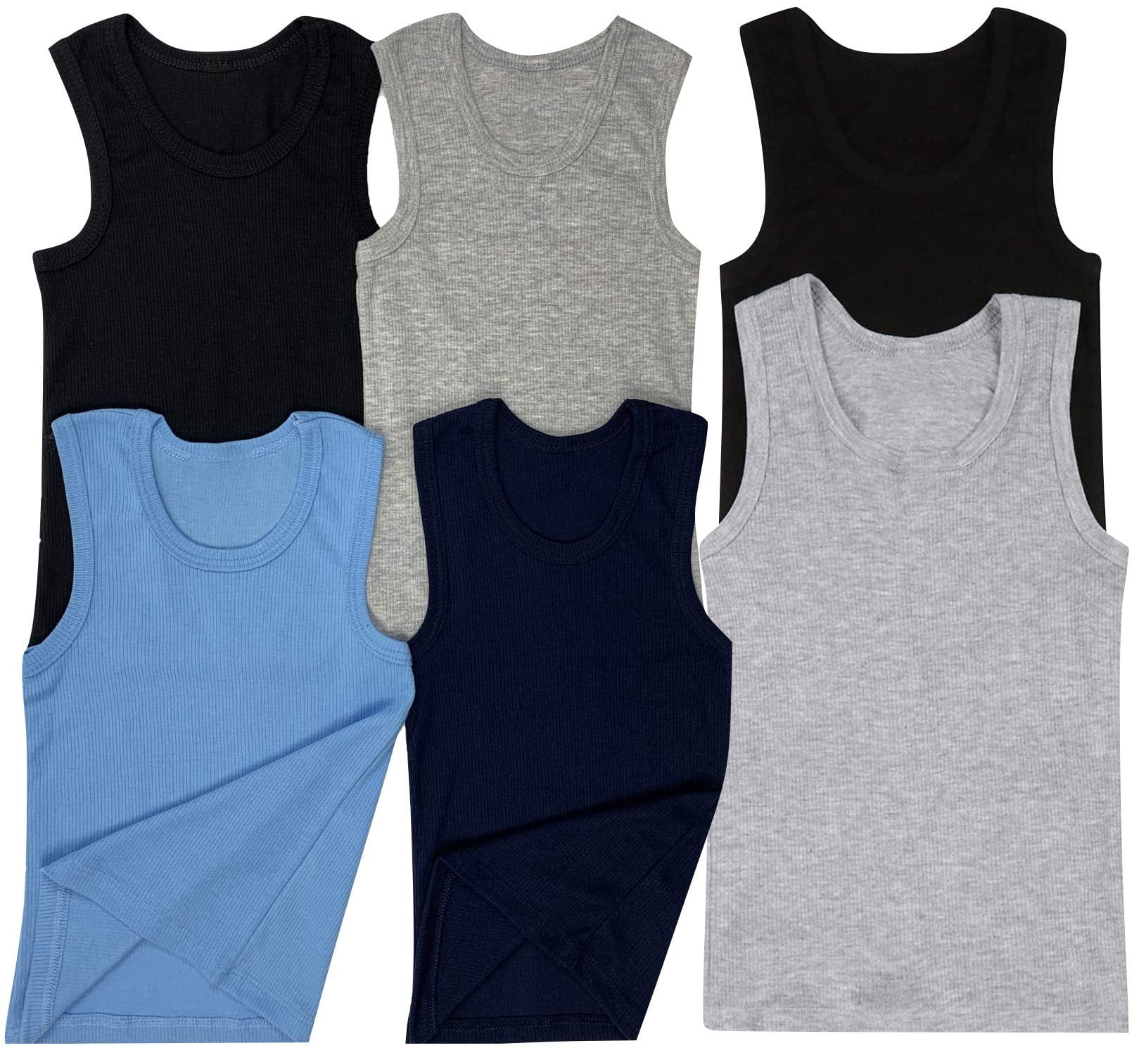 ToBeInStyle Boy's Pack of 4 Ribbed Cotton Tank Tops - Mystery ...