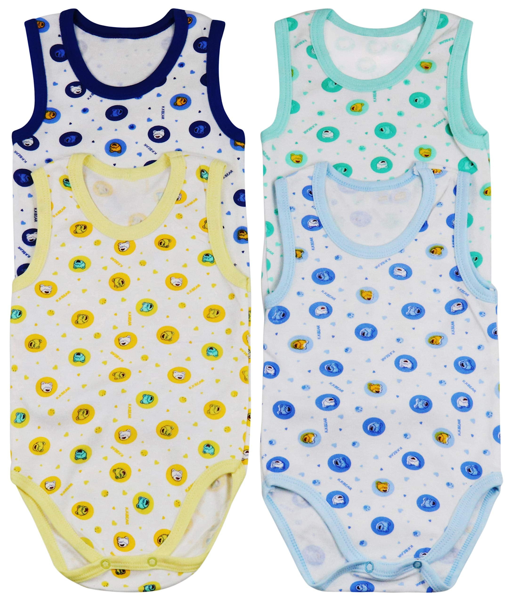 ToBeInStyle Boy's Pack of 4 Ultra-Soft Cotton Baby Tank Top Bodysuits ...