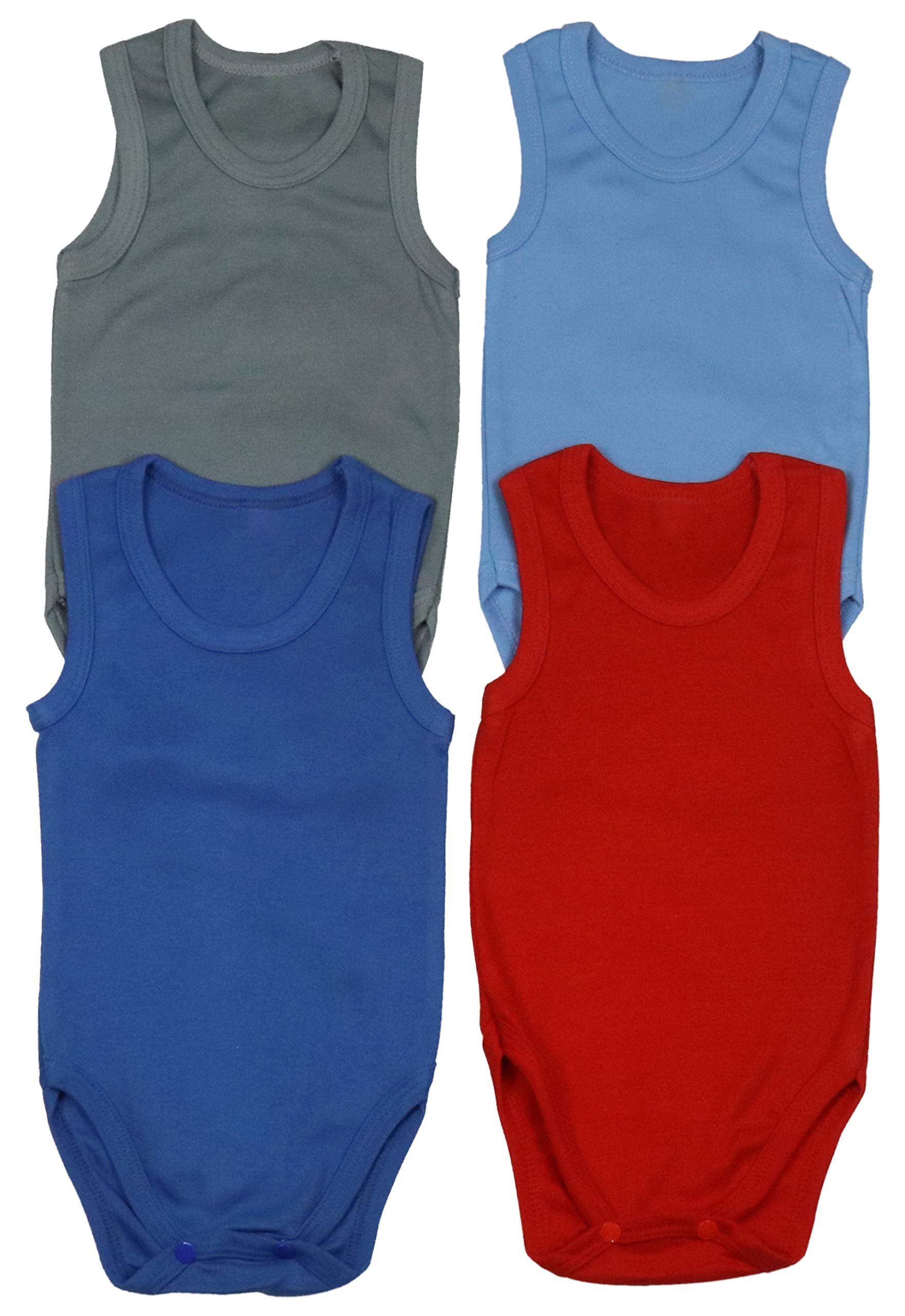 ToBeInStyle Boy's Pack of 4 Ultra-Soft Cotton Baby Tank Top Bodysuits ...