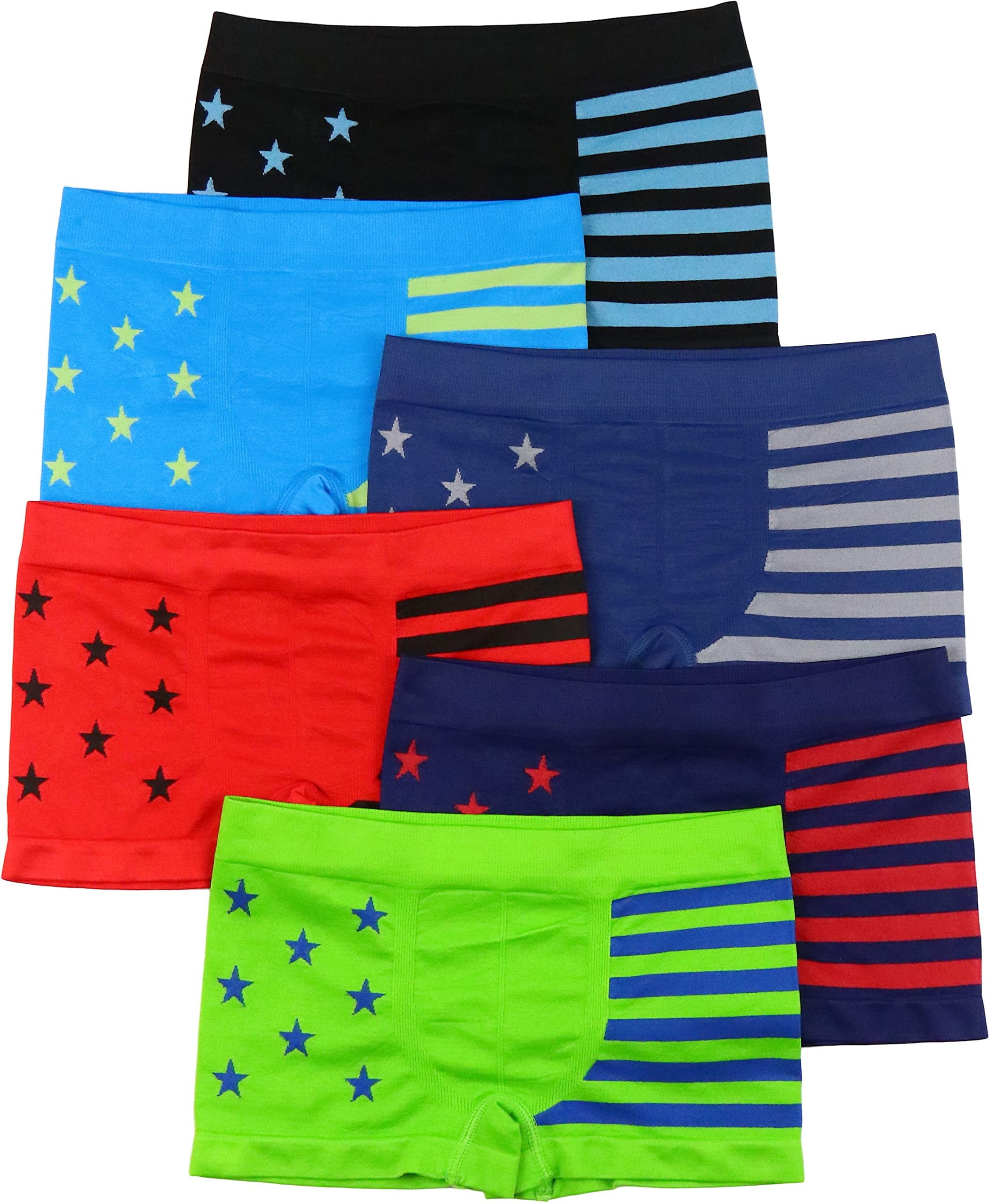 ToBeInStyle Boy's Pack of 6 Assorted Print Seamless Boxer Briefs ...