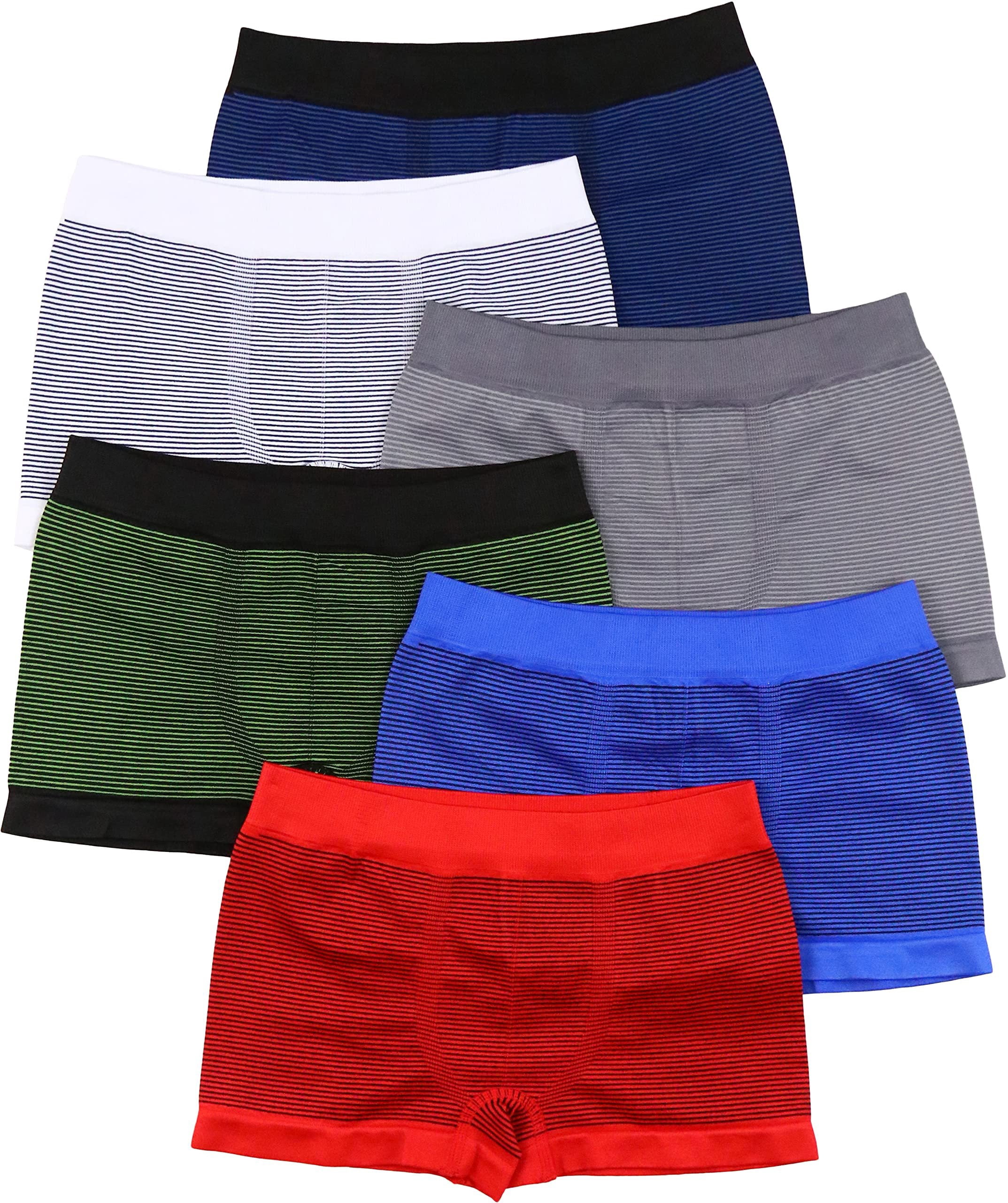 ToBeInStyle Boy's Pack of 6 Assorted Print Seamless Boxer Briefs - Thin ...
