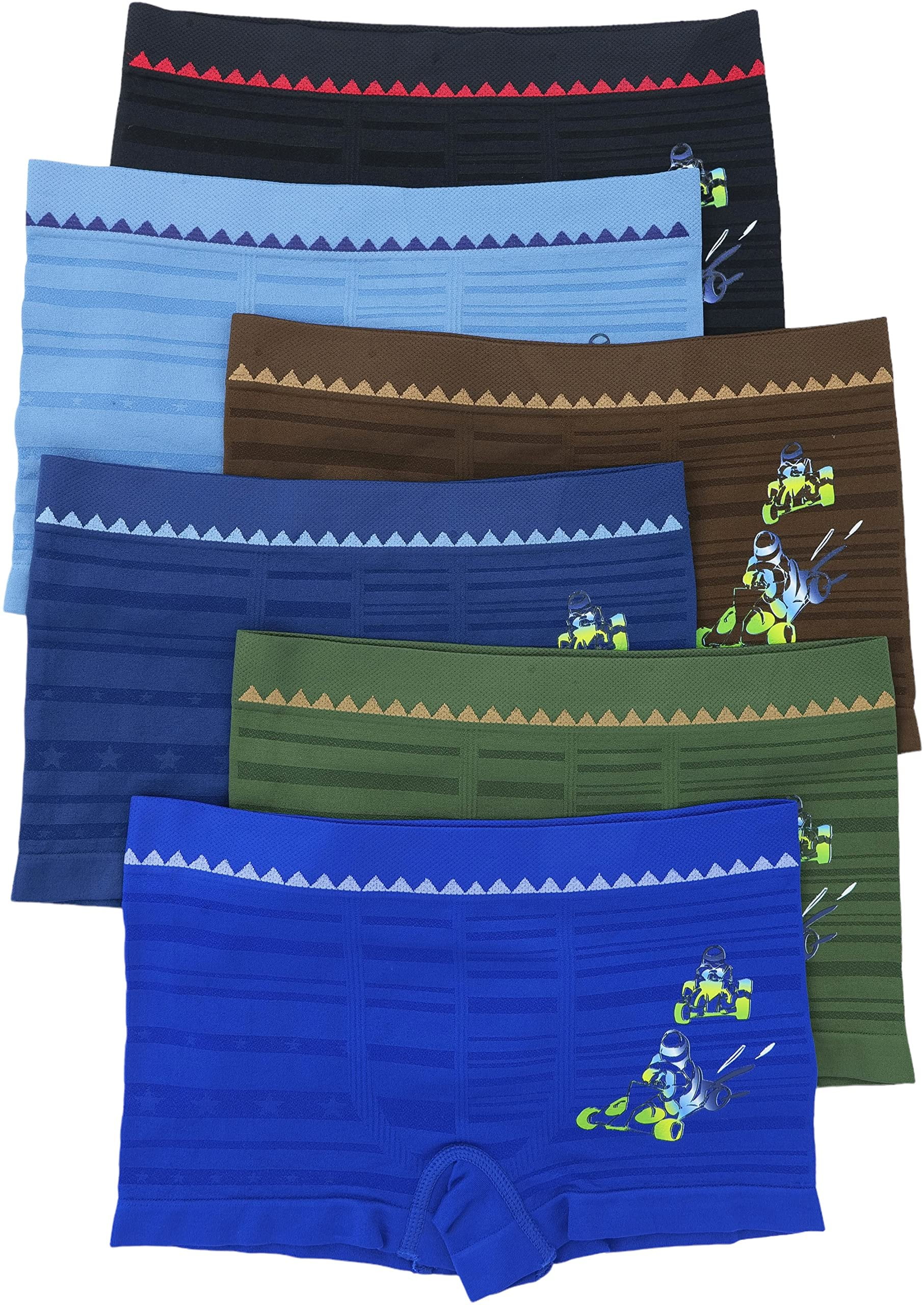 ToBeInStyle Boy's Pack of 6 Graphics Boxer Briefs - Race Car - Large ...
