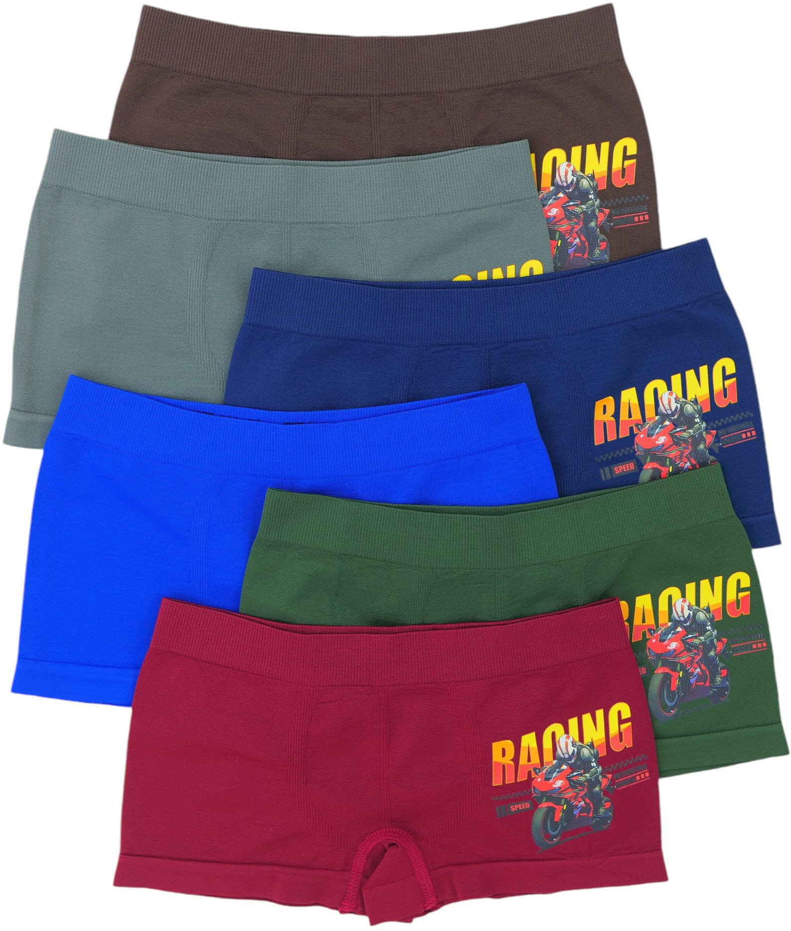 ToBeInStyle Boys' 6 Pack Graphic Decal Print Seamless Boxer Briefs ...