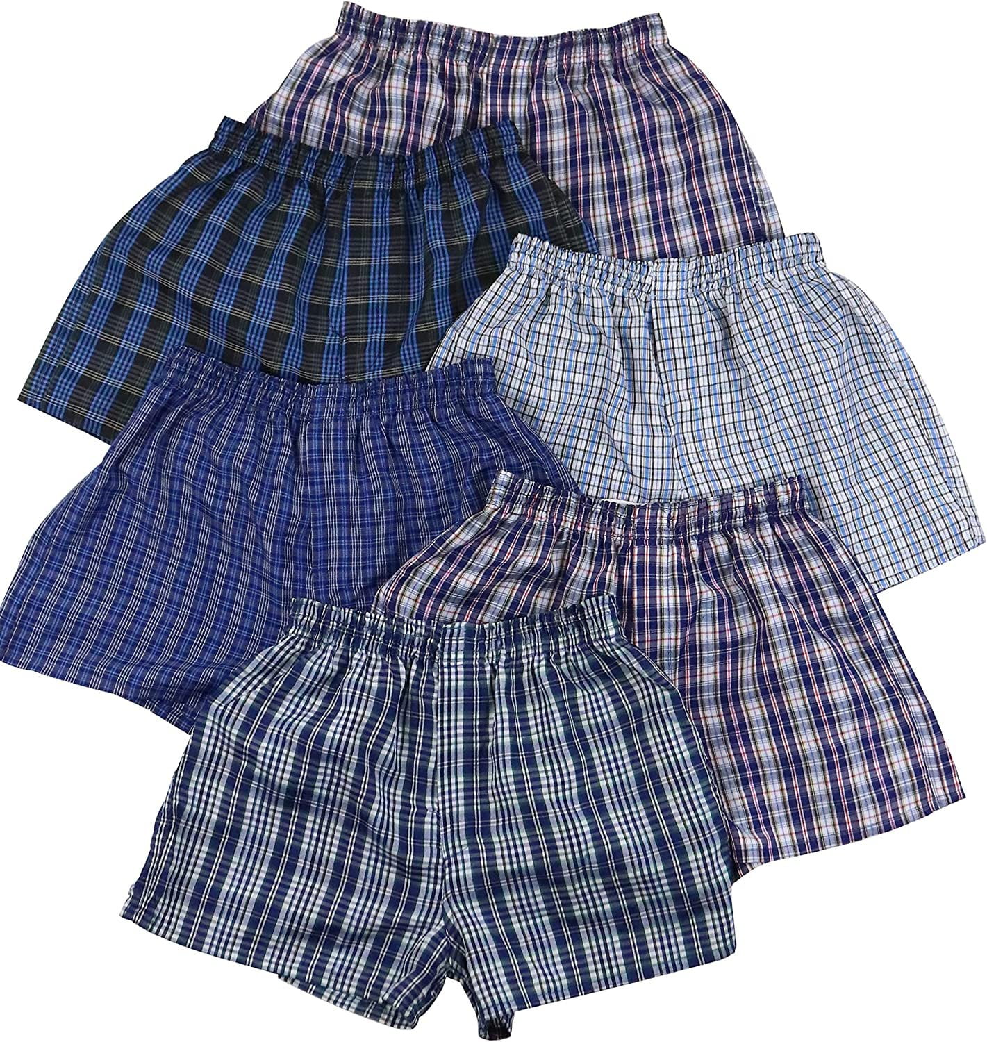 ToBeInStyle Boys Boxer Shorts Pack, Tartan Pattern, Cotton Blend, XL ...
