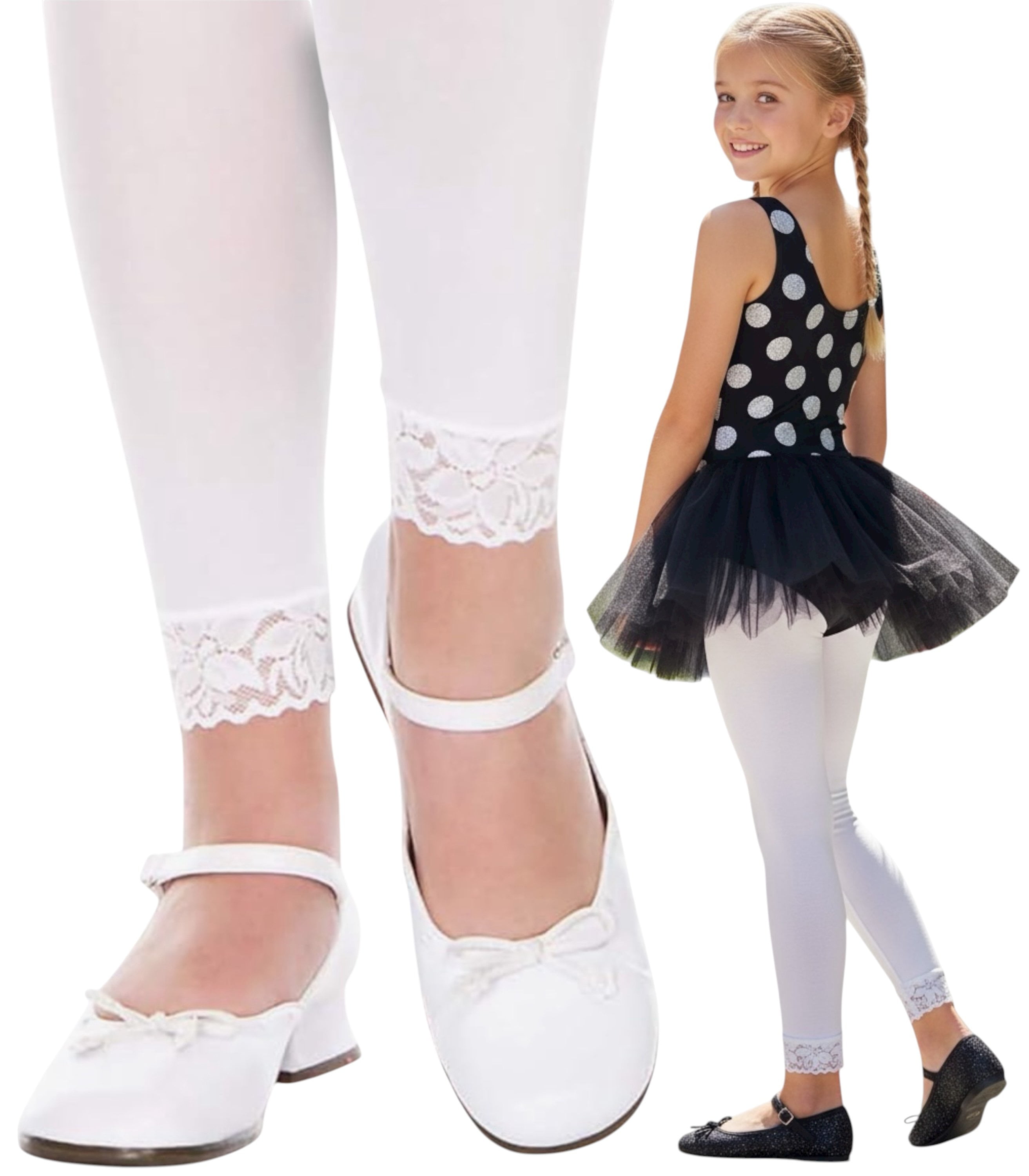 ToBeInStyle Girl's Footless Opaque Layering Nylon Tights with Floral ...