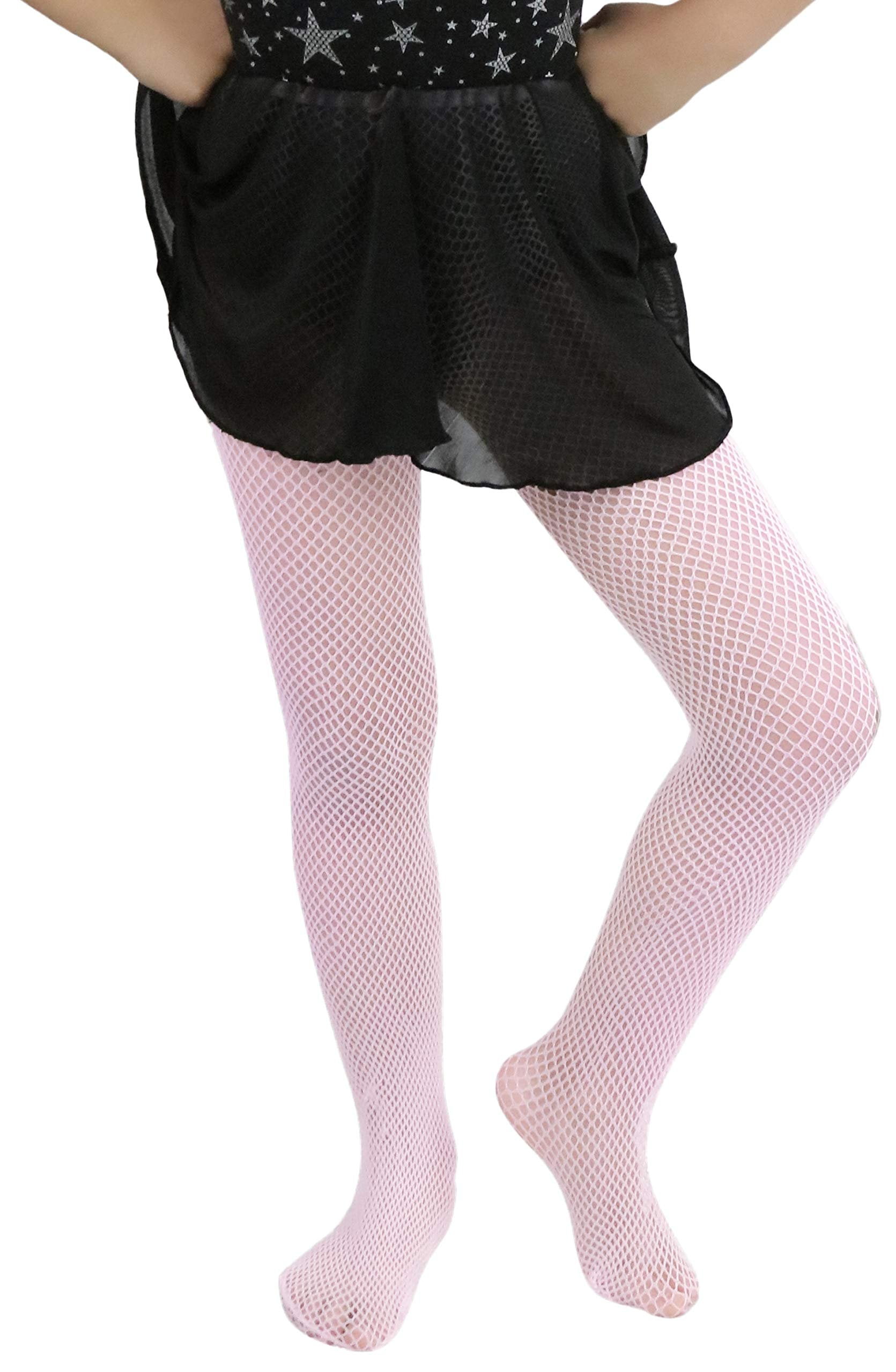 ToBeInStyle Girls Classic Fine Fishnet Nylon Pantyhose Tights - Pink ...