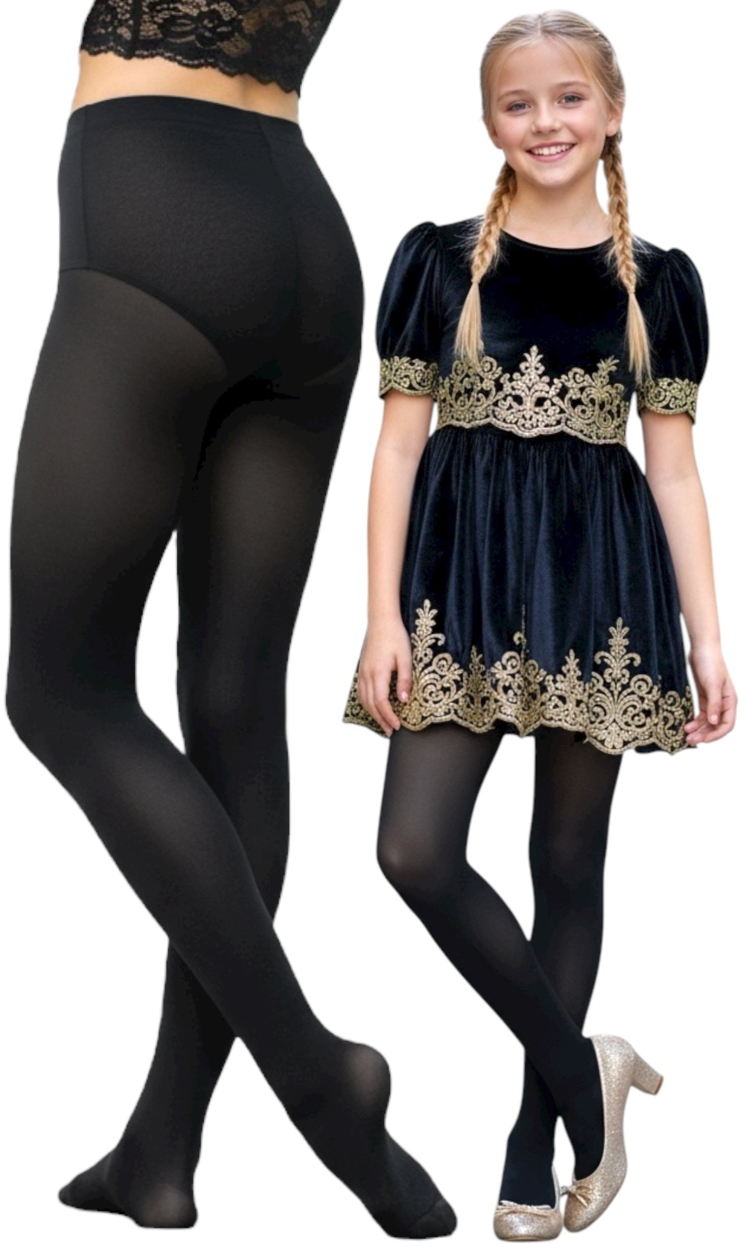 ToBeInStyle Girl's Opaque Tights - Black - 1-3 Years Old - Walmart.com