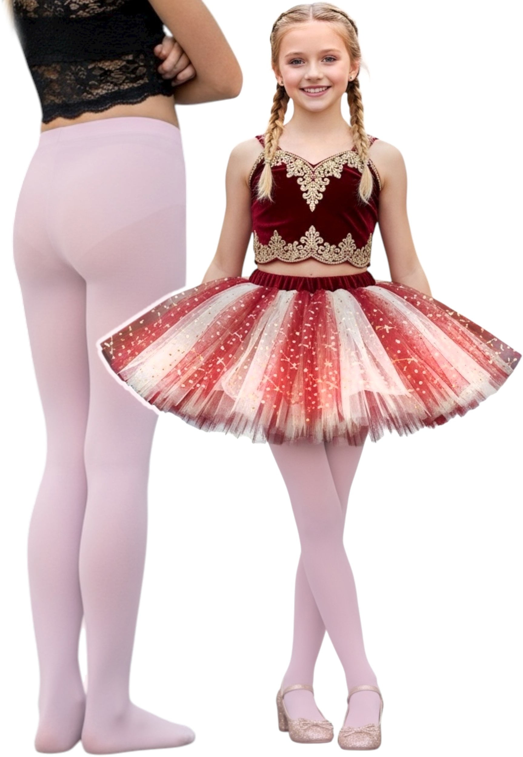 ToBeInStyle Girl's Opaque Tights - Pink - 4-6 Years Old - Walmart.com