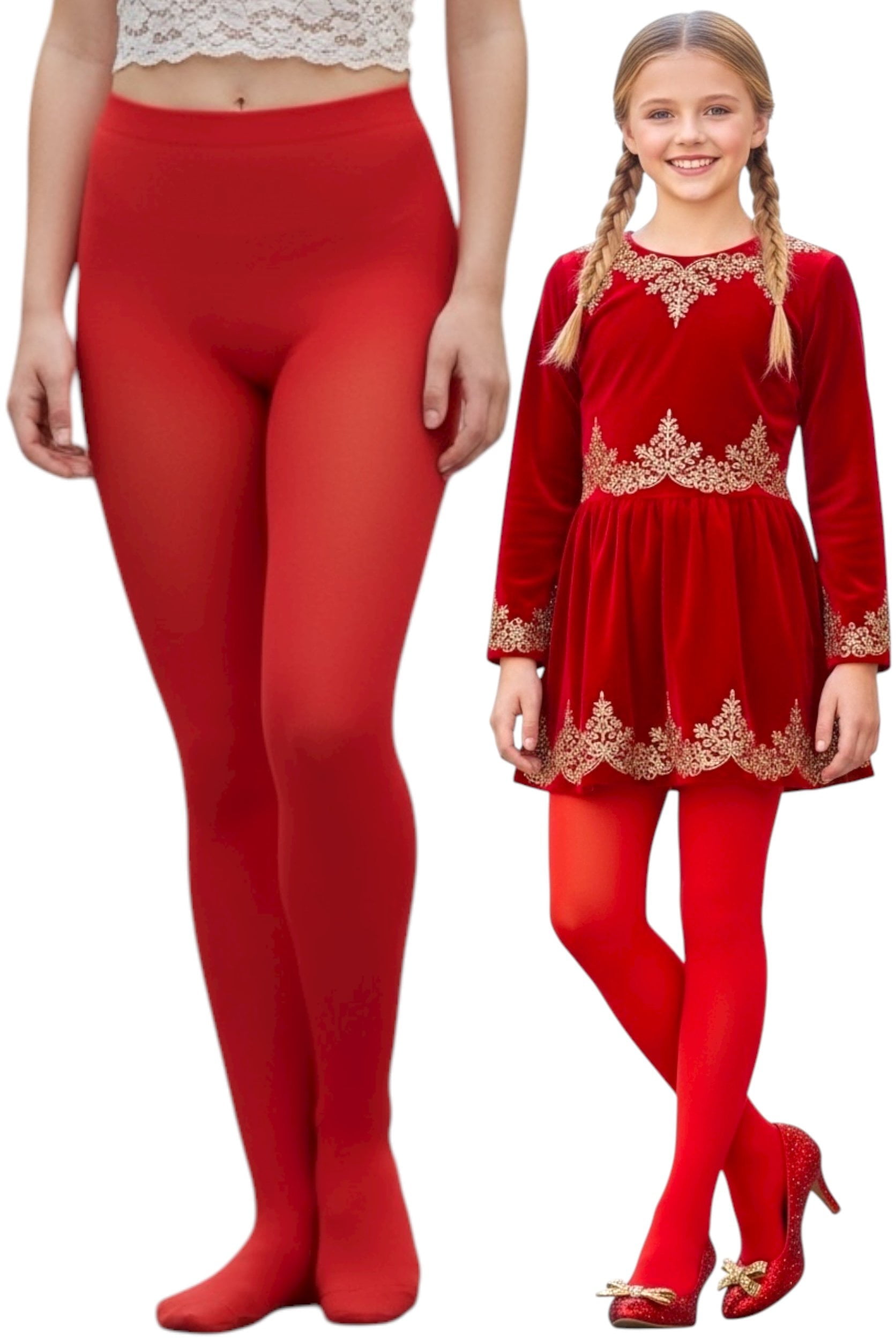 ToBeInStyle Girl's Opaque Tights - Red - 1-3 Years Old - Walmart.com