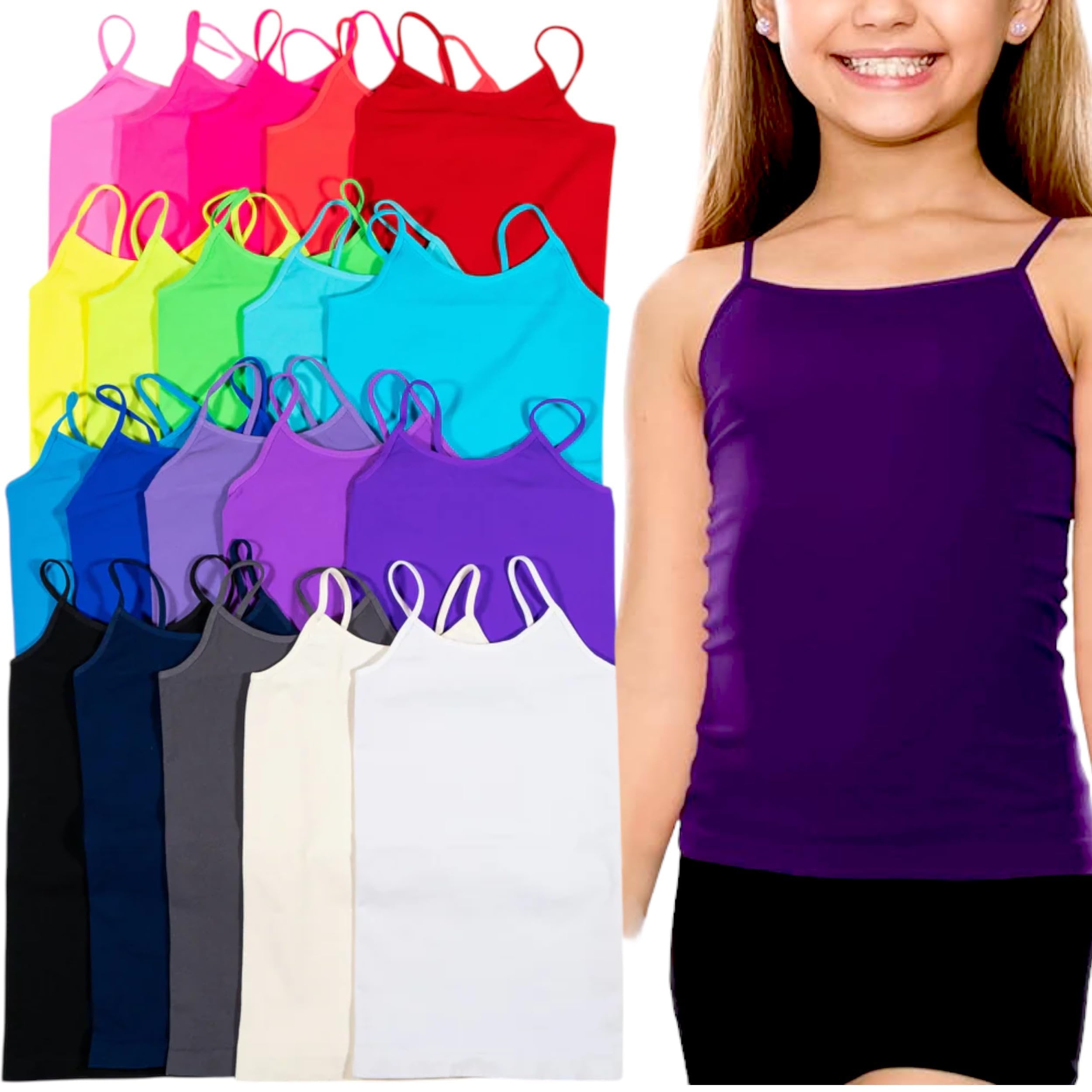 ToBeInStyle Girl's Pack of 3 Randomly Selected Cami Style Tank Tops ...