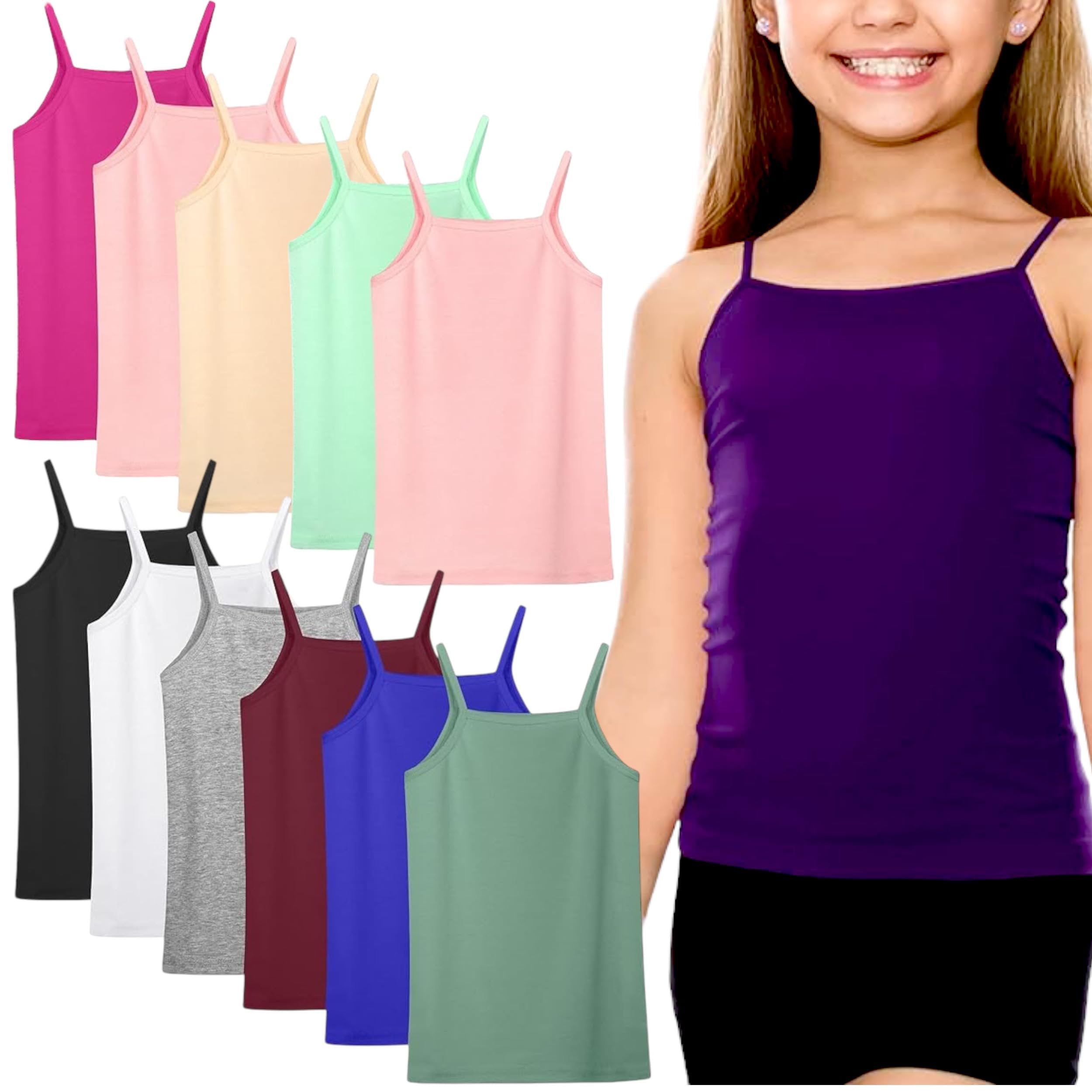 ToBeInStyle Girl's Pack of 4 Randomly Selected Cami Style Tank Tops ...