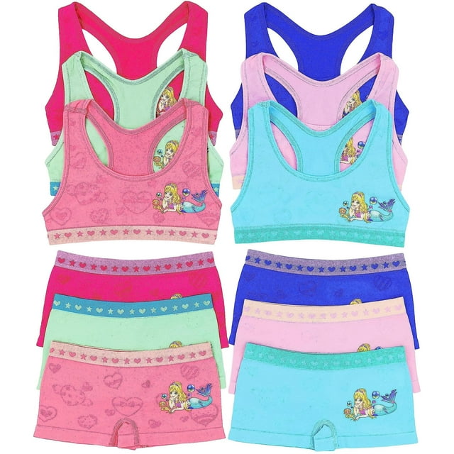 ToBeInStyle Girl's Pack of 6 Racerback Bras & Matching Boyshort Bottoms ...