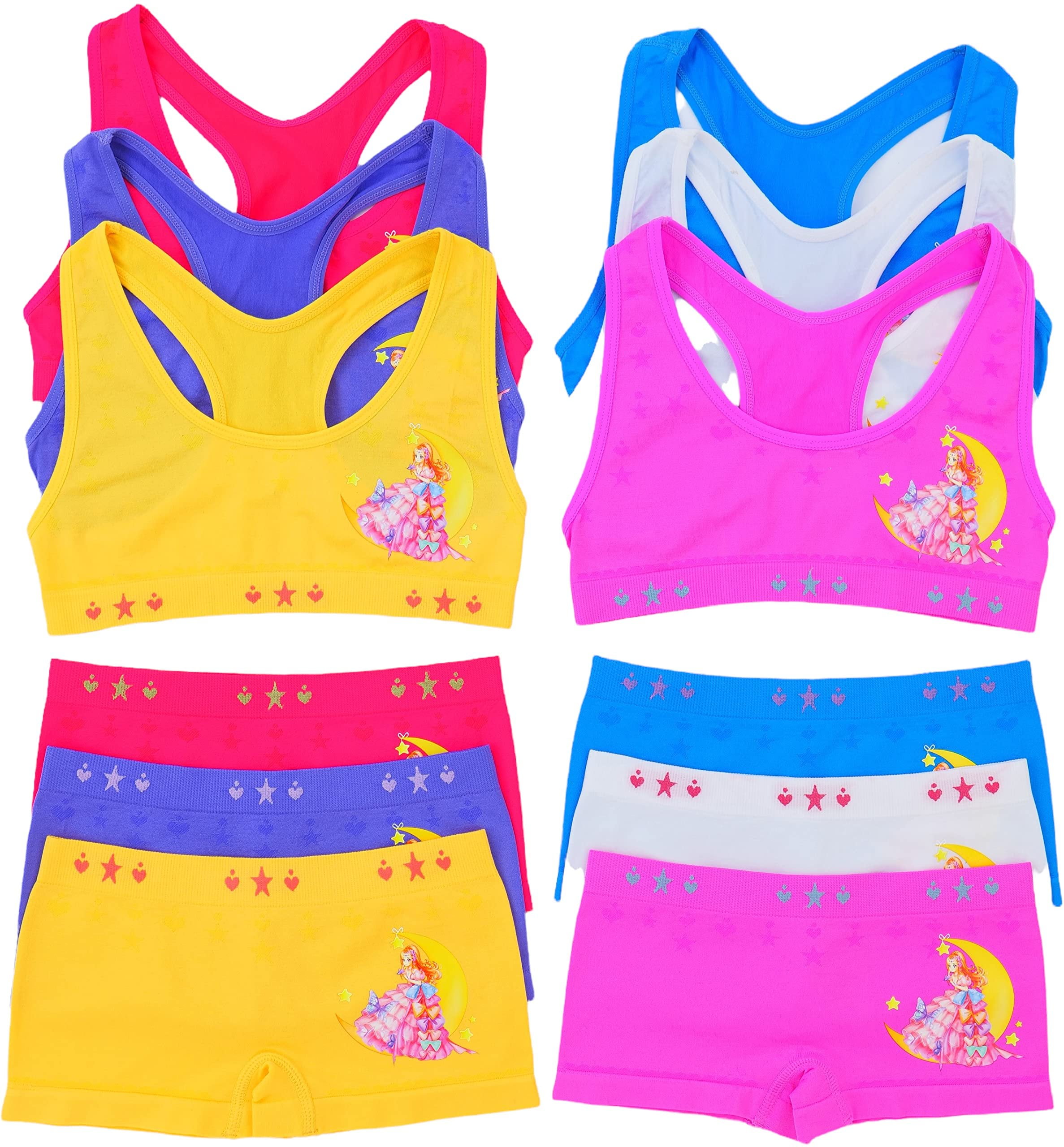 ToBeInStyle Girl's Pack of 6 Racerback Training Bra Tops & Matching ...