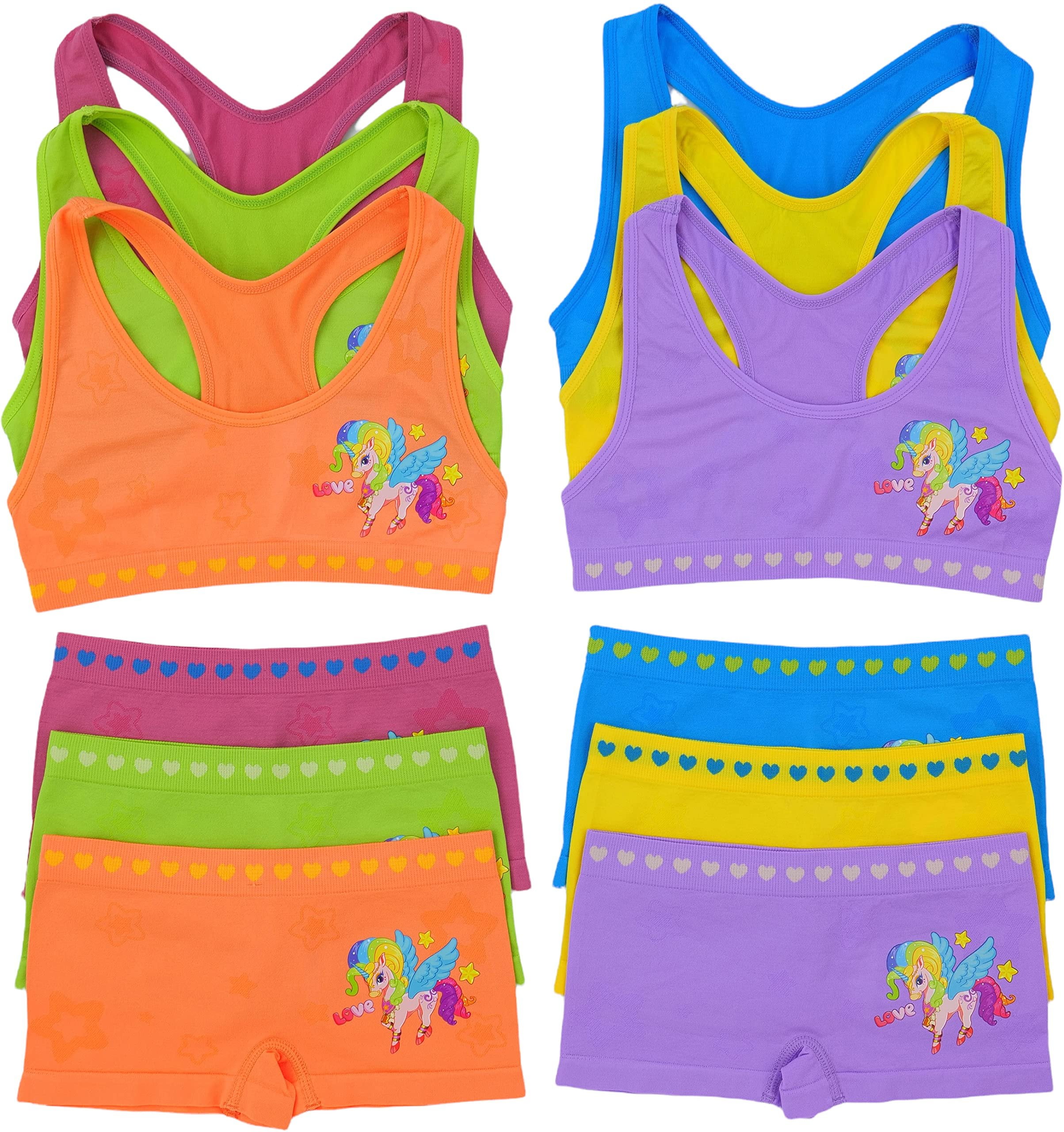 ToBeInStyle Girl's Pack of 6 Racerback Training Bra Tops & Matching ...